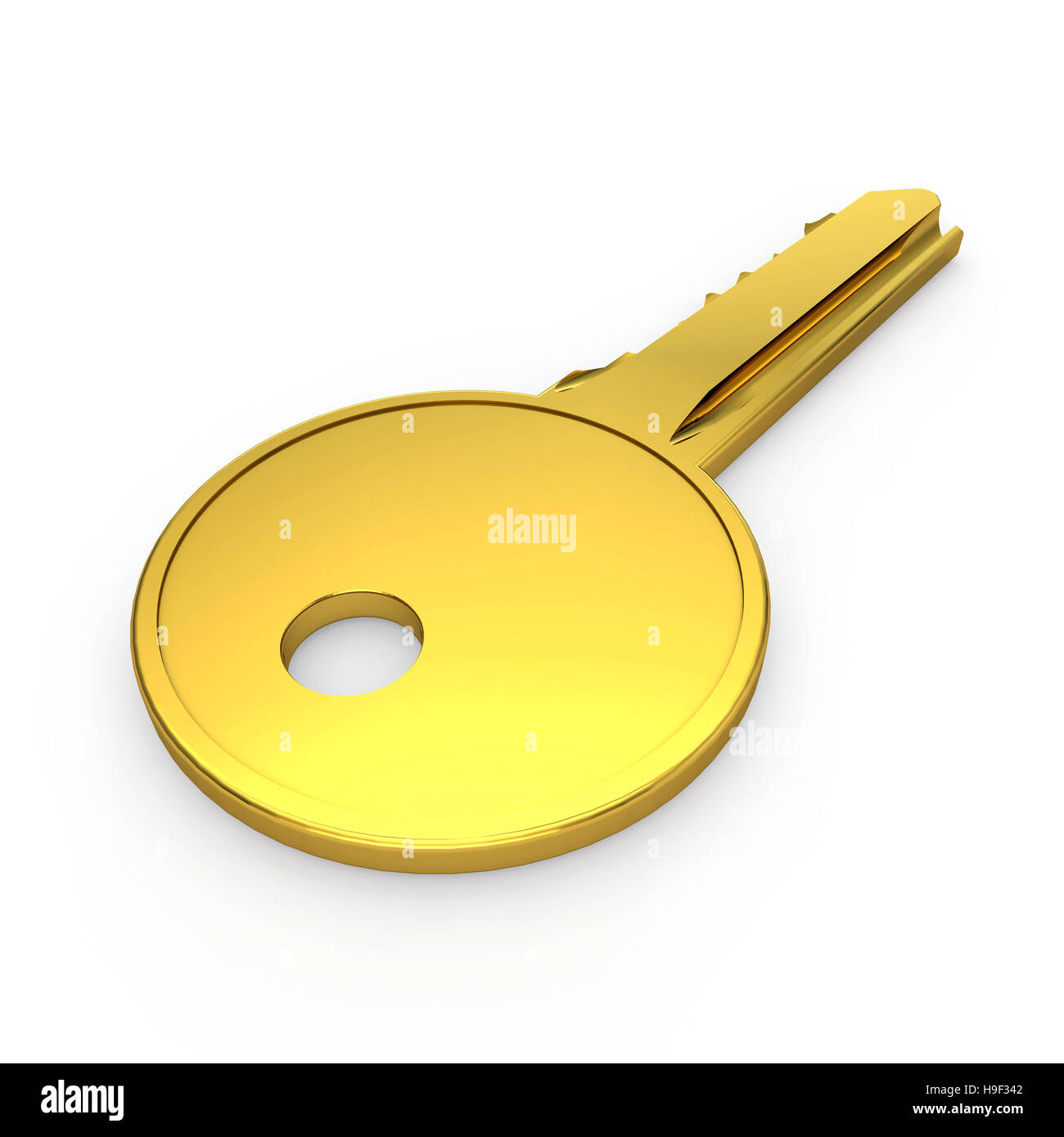 Golden small door key. Isolated background Stock Photo - Alamy