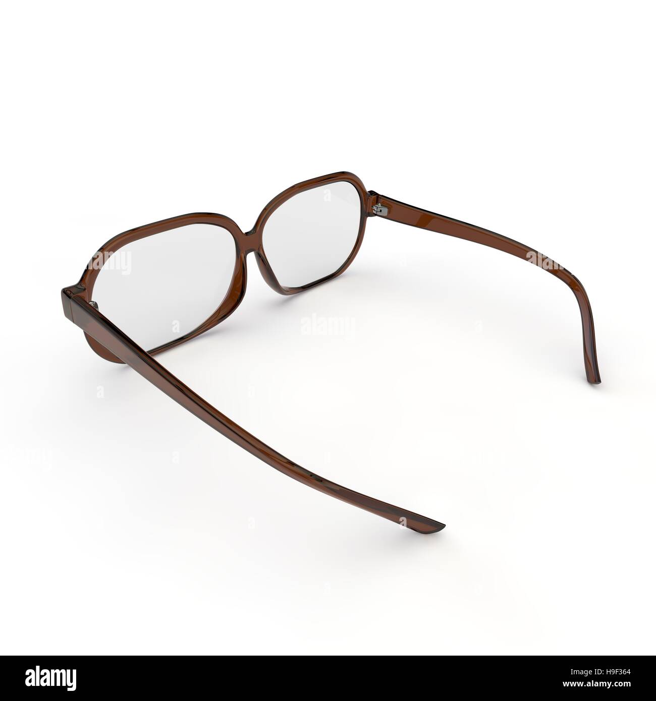 Glasses with brown plastic rim on a white background isolated Stock ...