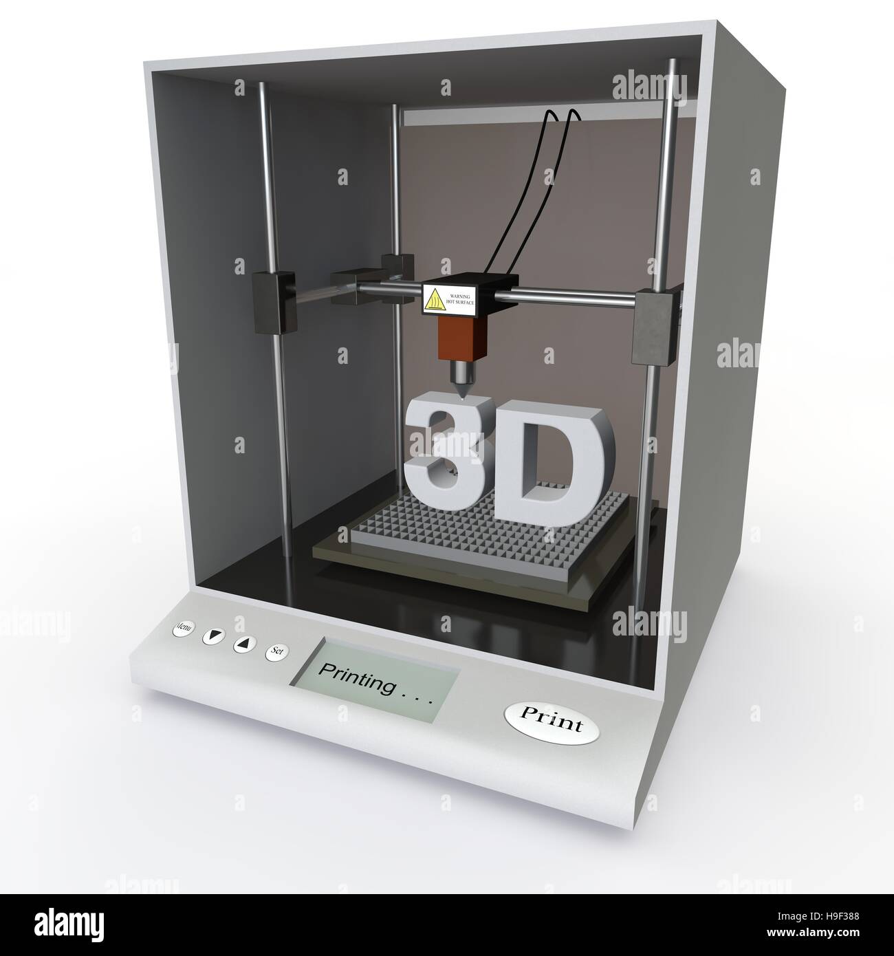 Sample 3D printer prints a word - 3D. Isolated background Stock Photo ...