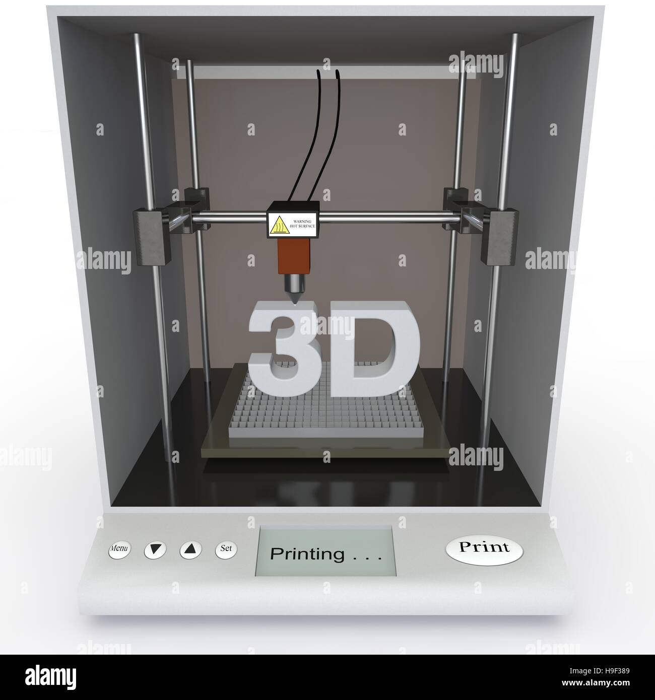 Sample 3D printer prints a word - 3D. Isolated background Stock Photo ...