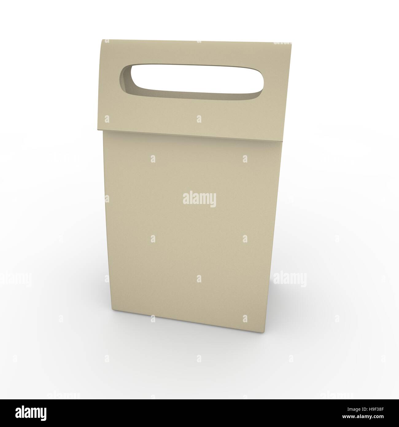 Grey empty bag with handle for food and goods on a white isolated ...