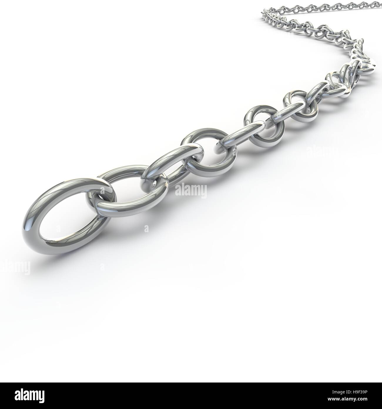 Metal silver chain lying on the floor. Isolated white background Stock ...