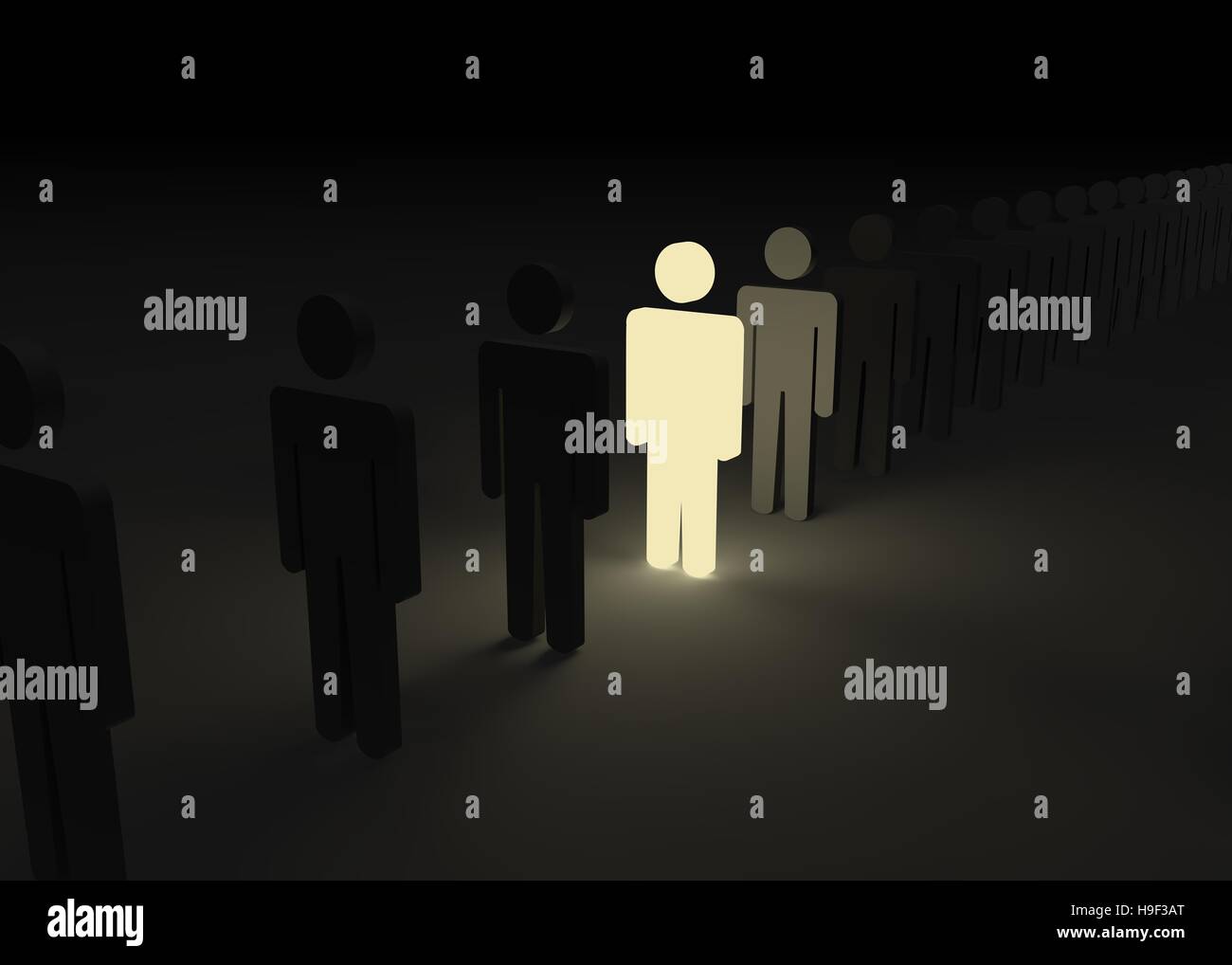 Conceptual illustration - one man stood out from the crowd Stock Photo ...