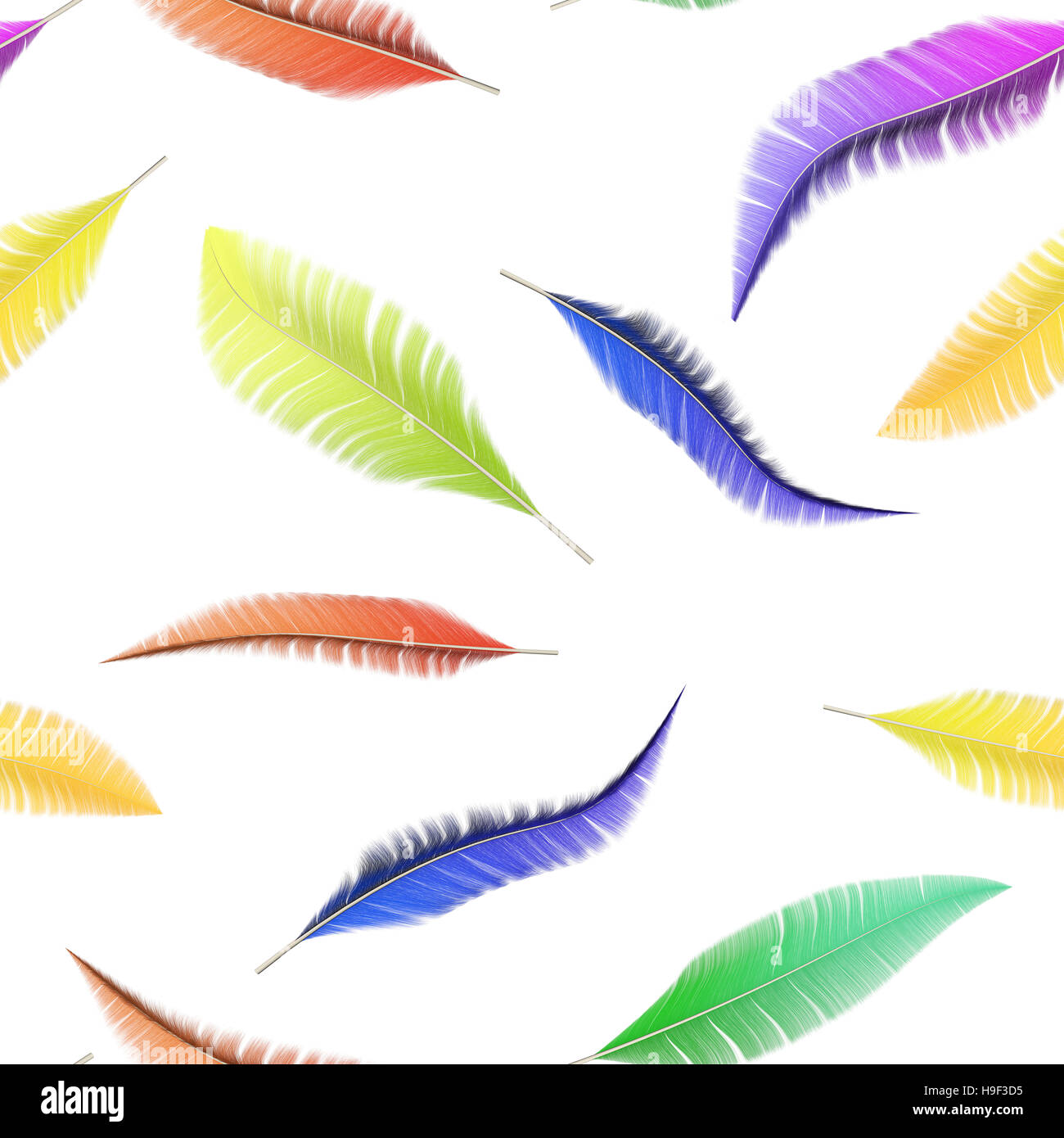 Seamless texture of colorful bird feathers isolated on white background ...