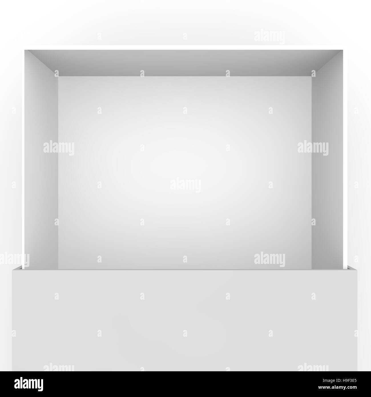 Open empty white box closeup on white background Stock Photo - Alamy