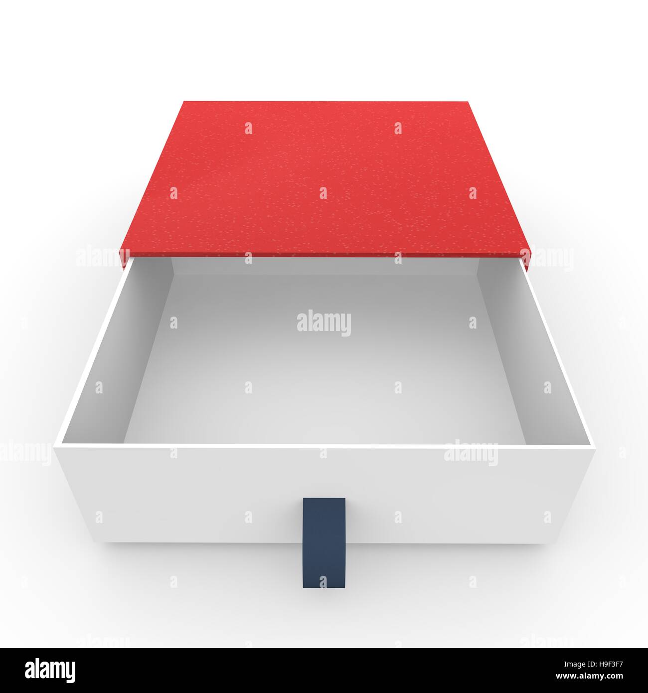 White blank open box covered with a red cloth. Isolated background ...