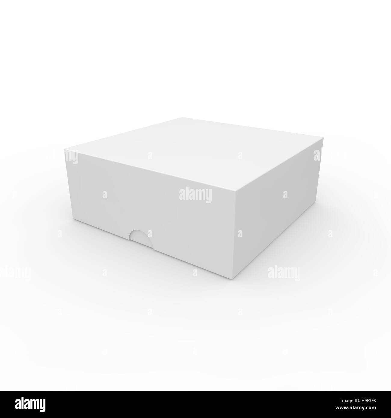 Closed white blank box. With a hole on the lid to open. Isolated white ...