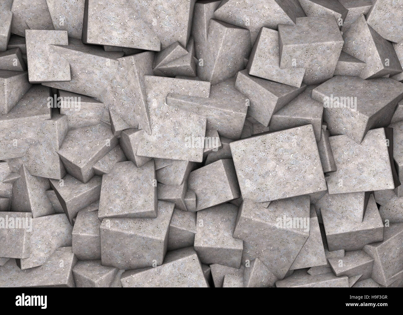 3D digital abstract background of a collapsed concrete wall Stock Photo ...