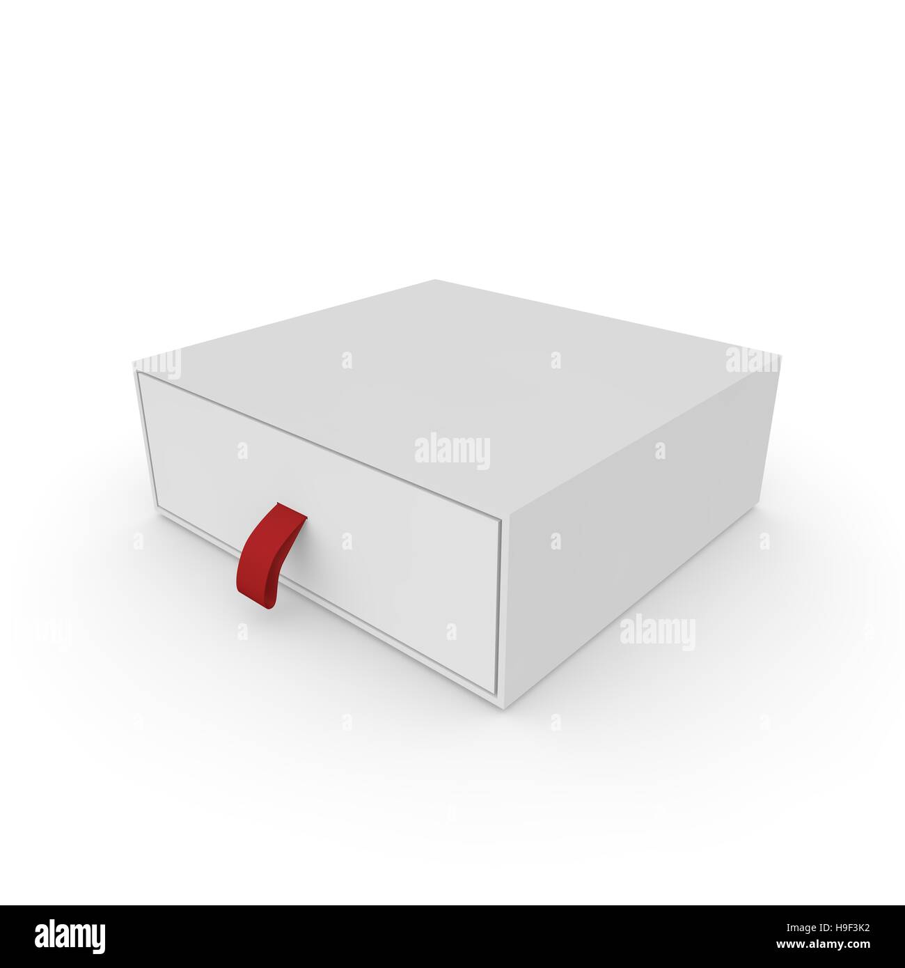 Closed white blank box with rope for gifts on an isolated background ...