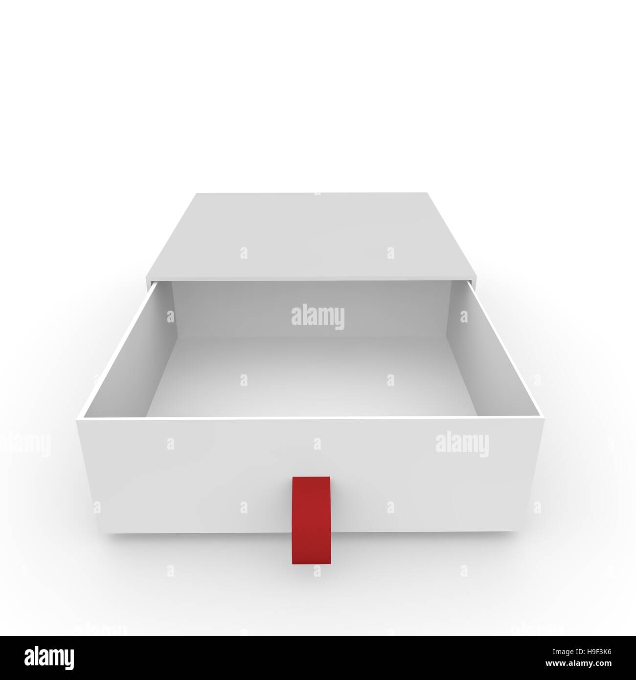 Open empty white box with rope for gifts on an isolated background ...