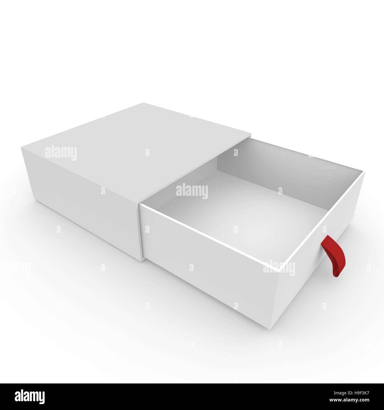 Open empty white box with rope for gifts on an isolated background ...