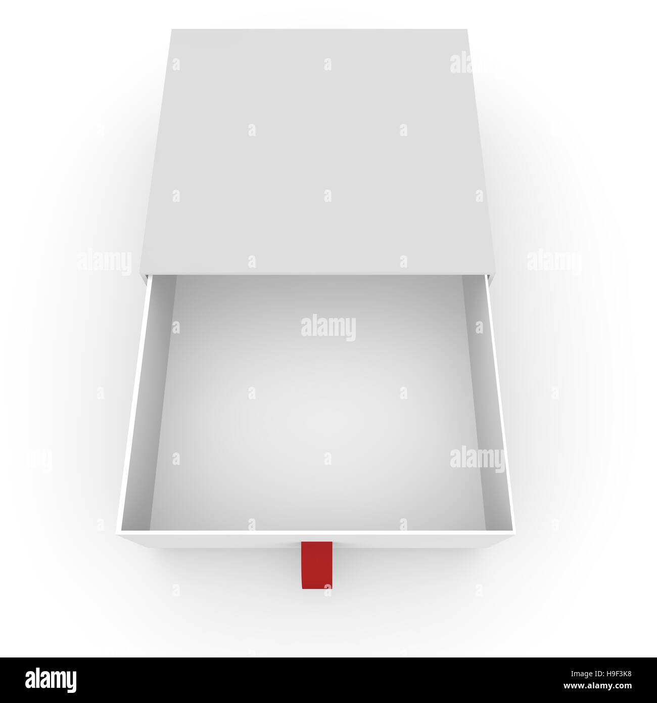 Open empty white box with rope for gifts on an isolated background ...