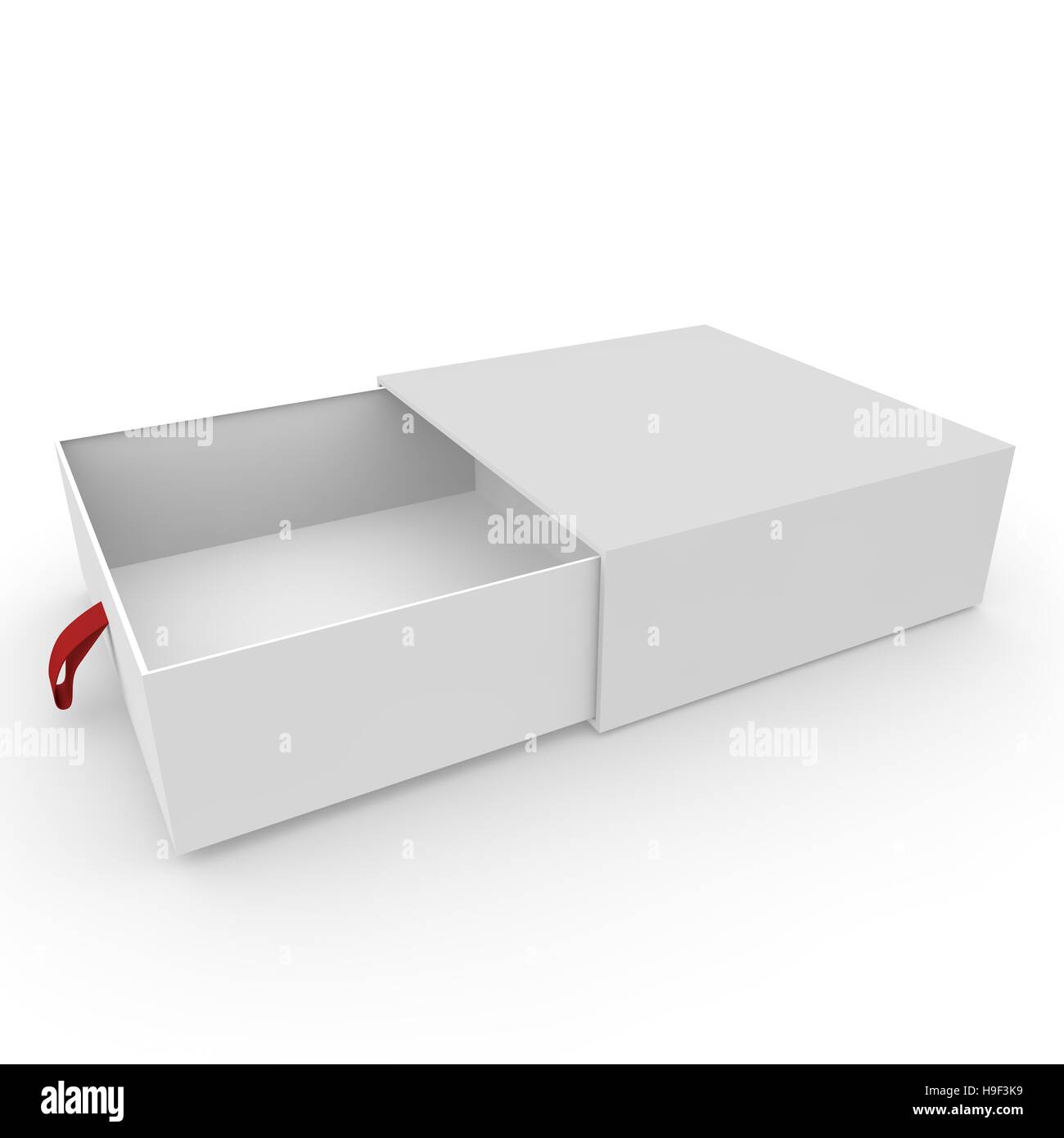 Open empty white box with rope for gifts on an isolated background ...