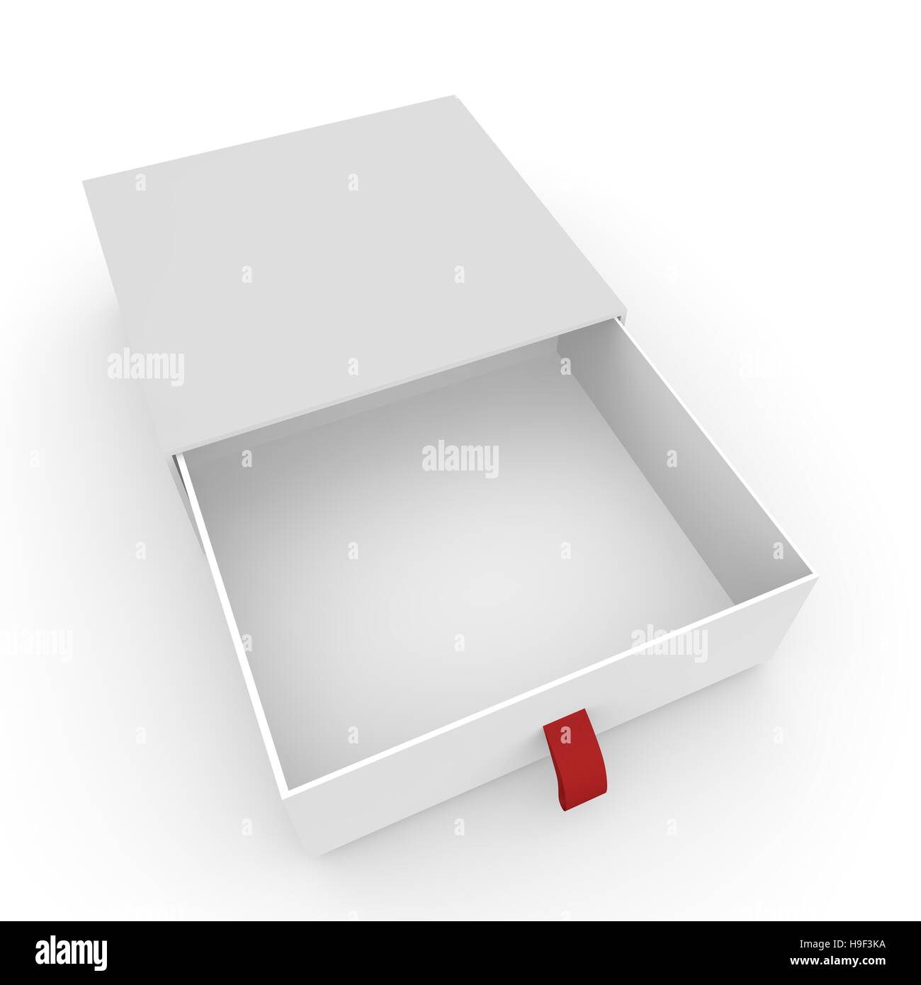 Open empty white box with rope for gifts on an isolated background ...