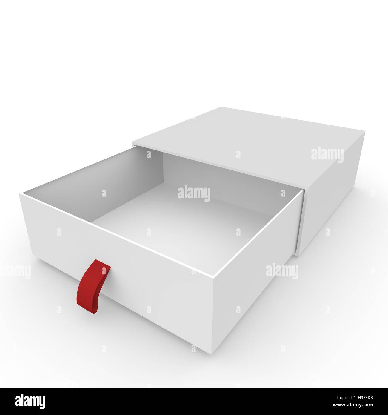 Open empty white box with rope for gifts on an isolated background ...