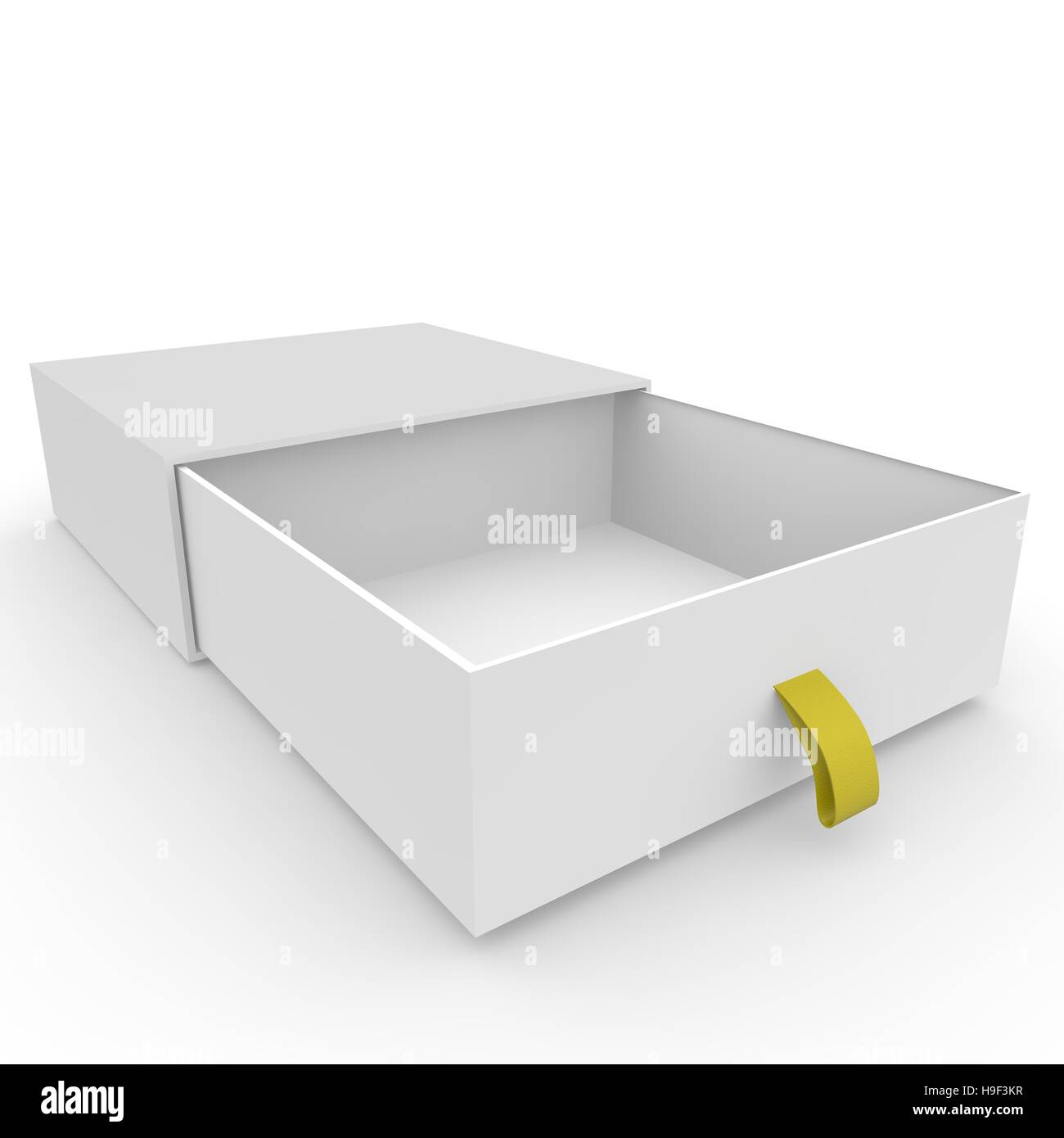 Open empty white box with rope for gifts on an isolated background ...