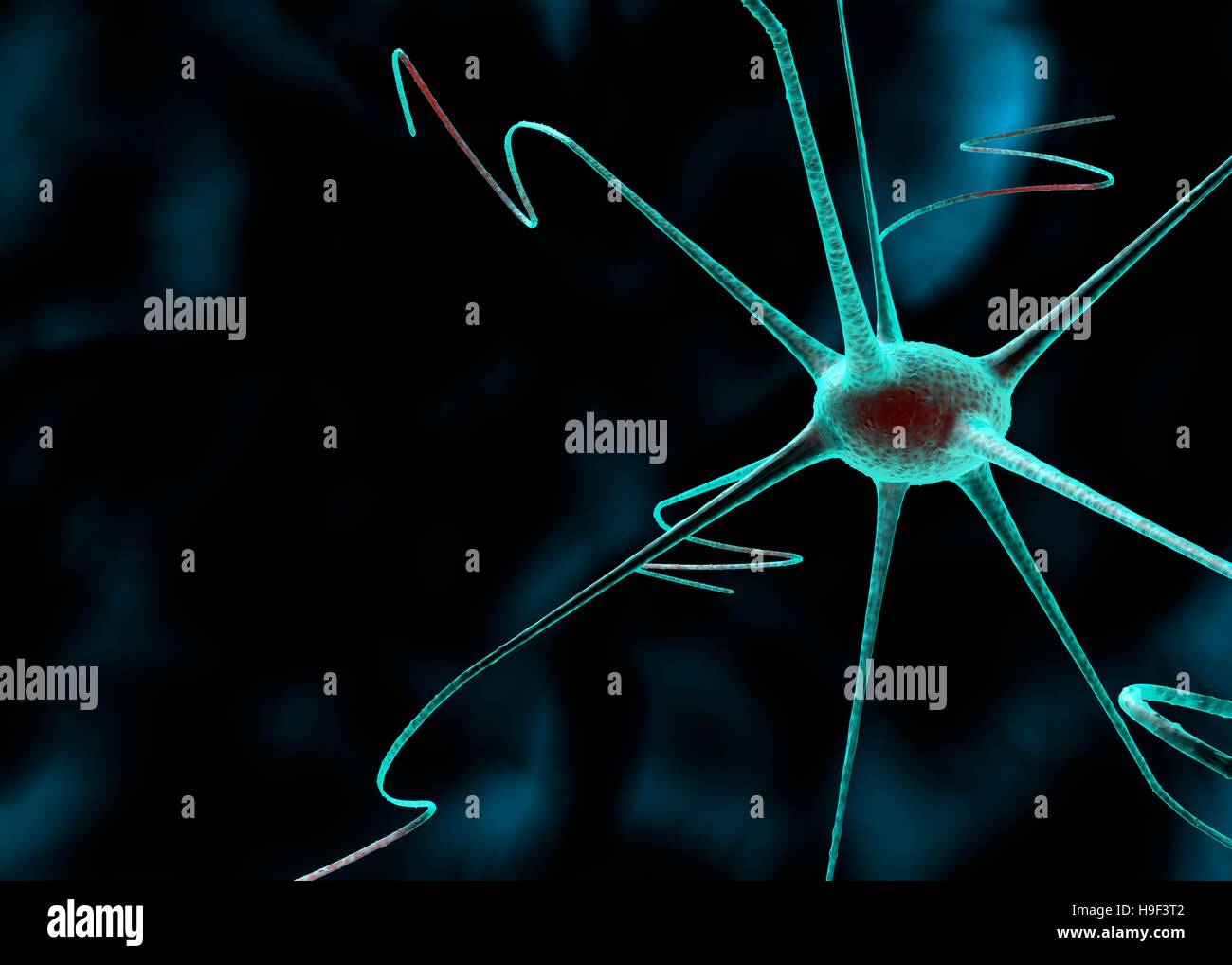 3D illustration of a nerve cell. Scientific background Stock Photo - Alamy