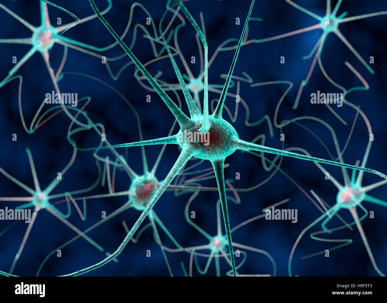 3D illustration of a nerve cell. Scientific background Stock Photo - Alamy