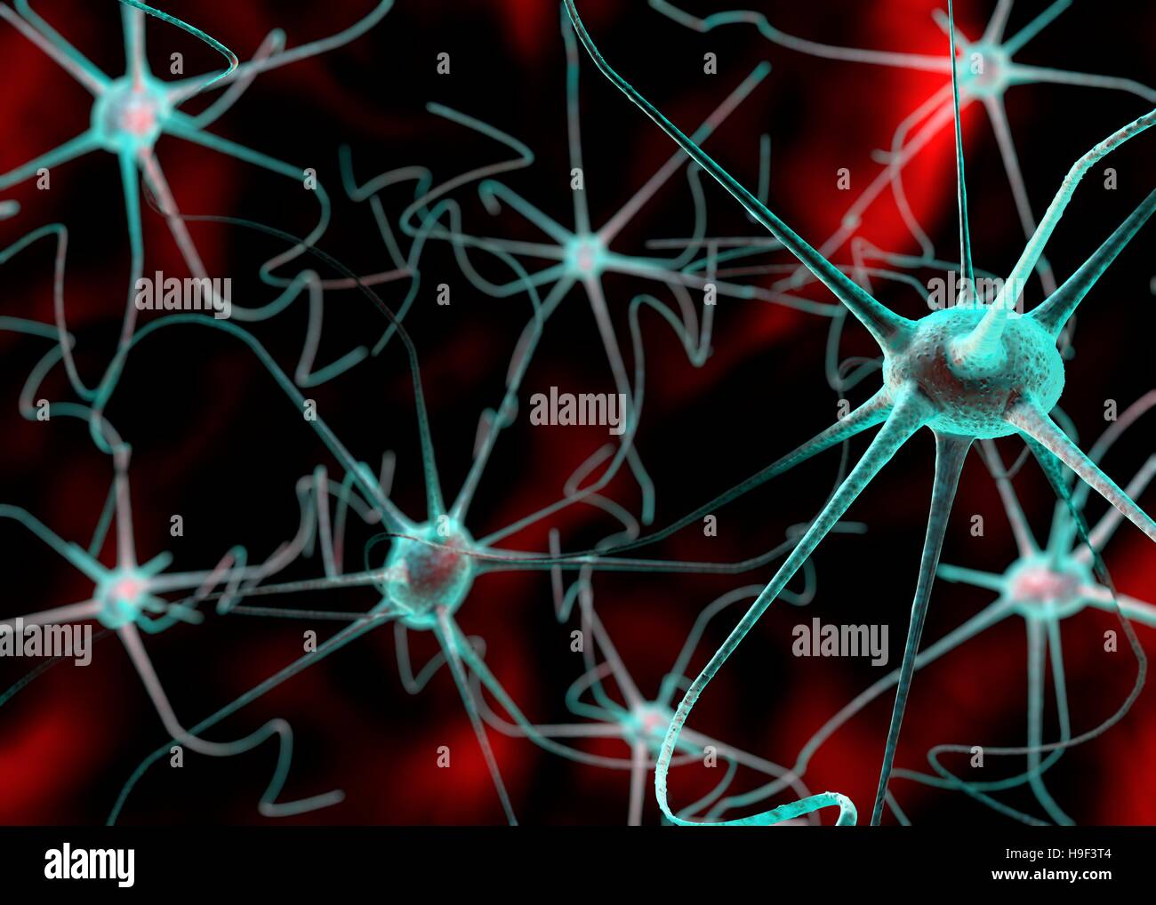 3D illustration of a nerve cell. Scientific background Stock Photo - Alamy