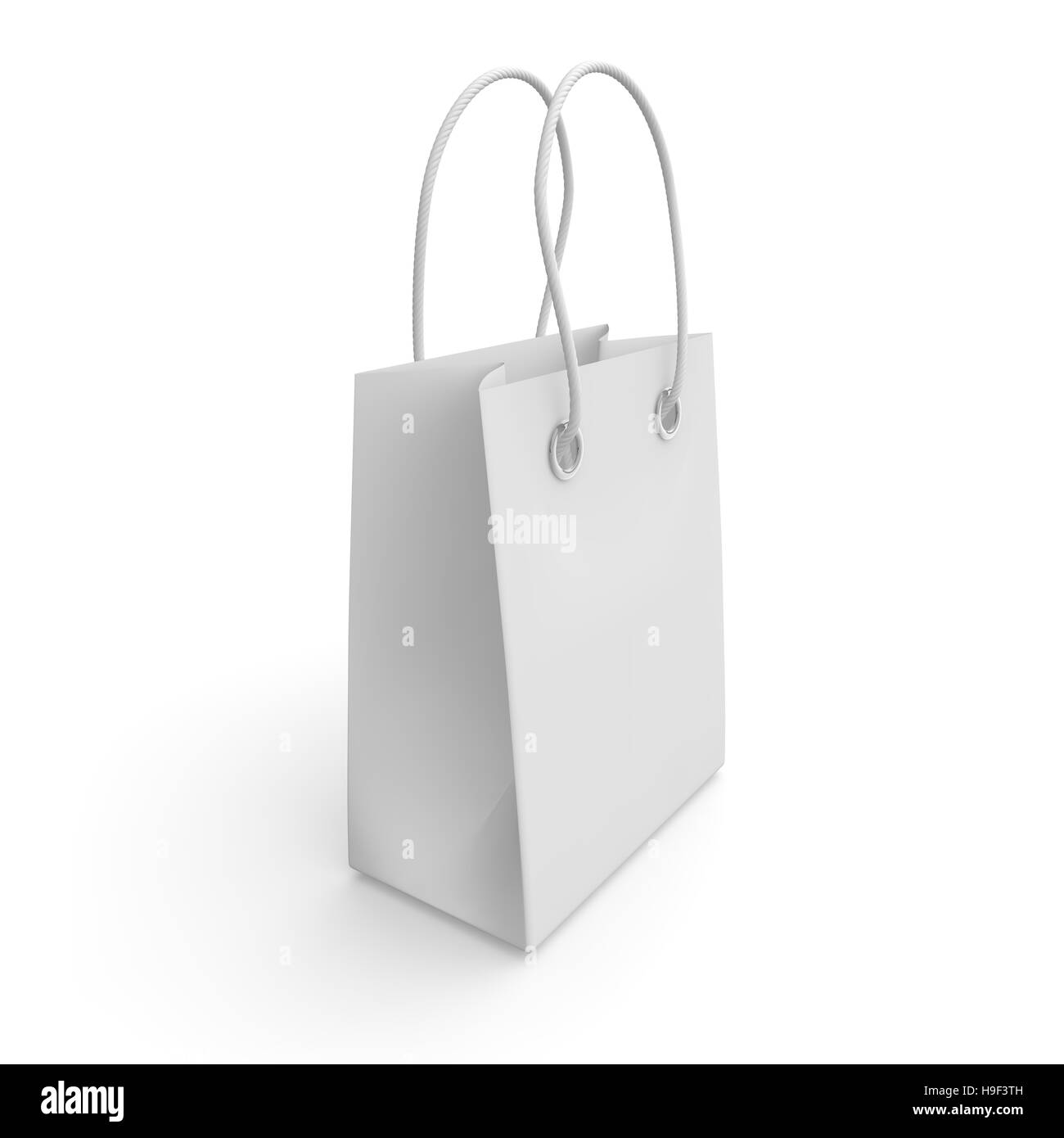 Blank white package with handles small size for goods and products ...