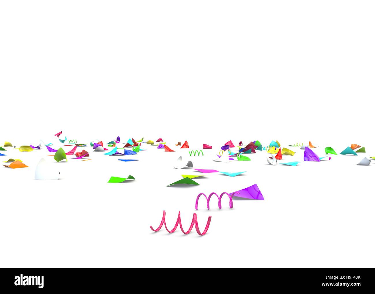 Bright and colorful confetti lying on the floor. Isolated background ...