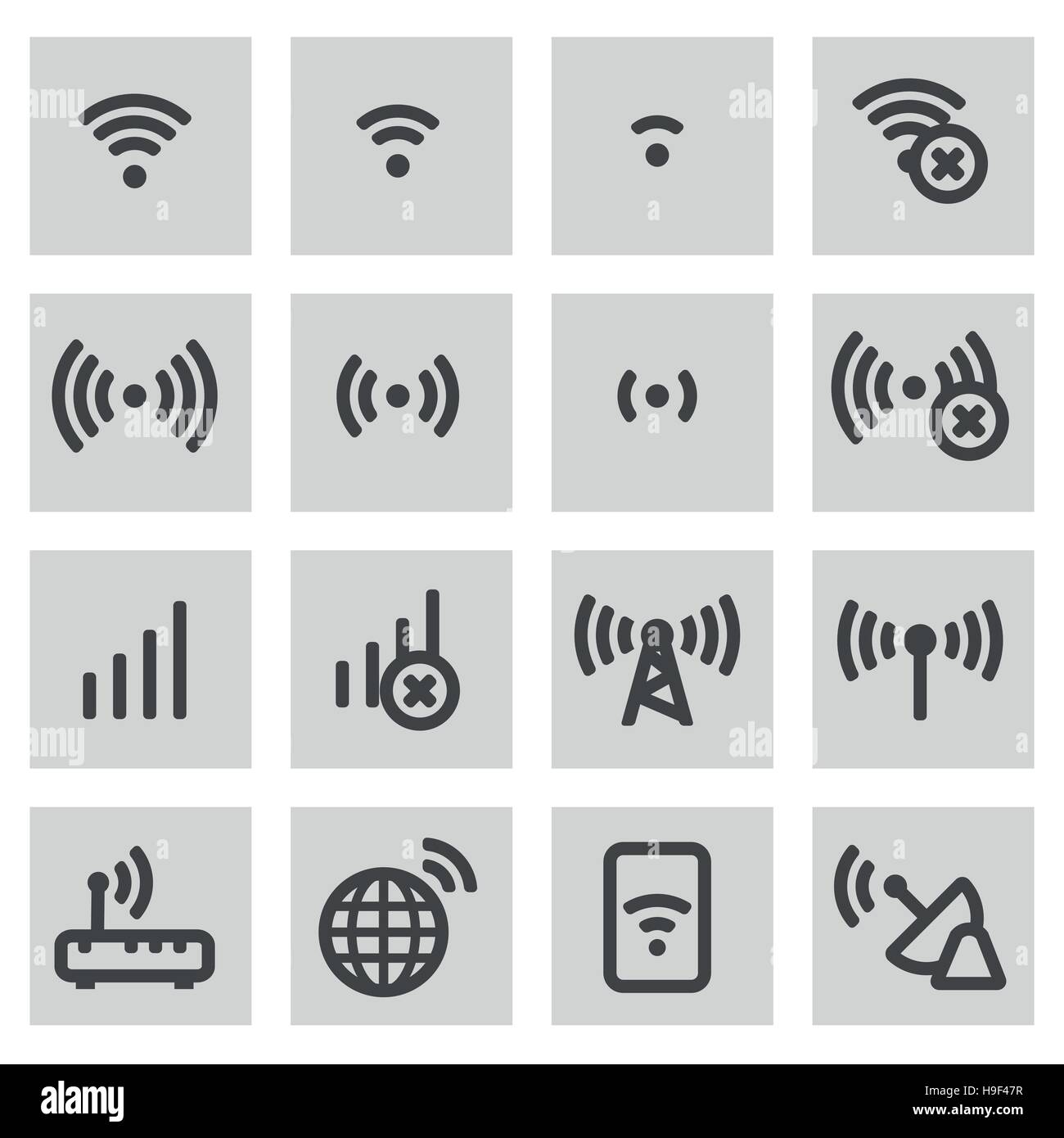 Vector line wireless icons set on grey background Stock Vector Image & Art - Alamy
