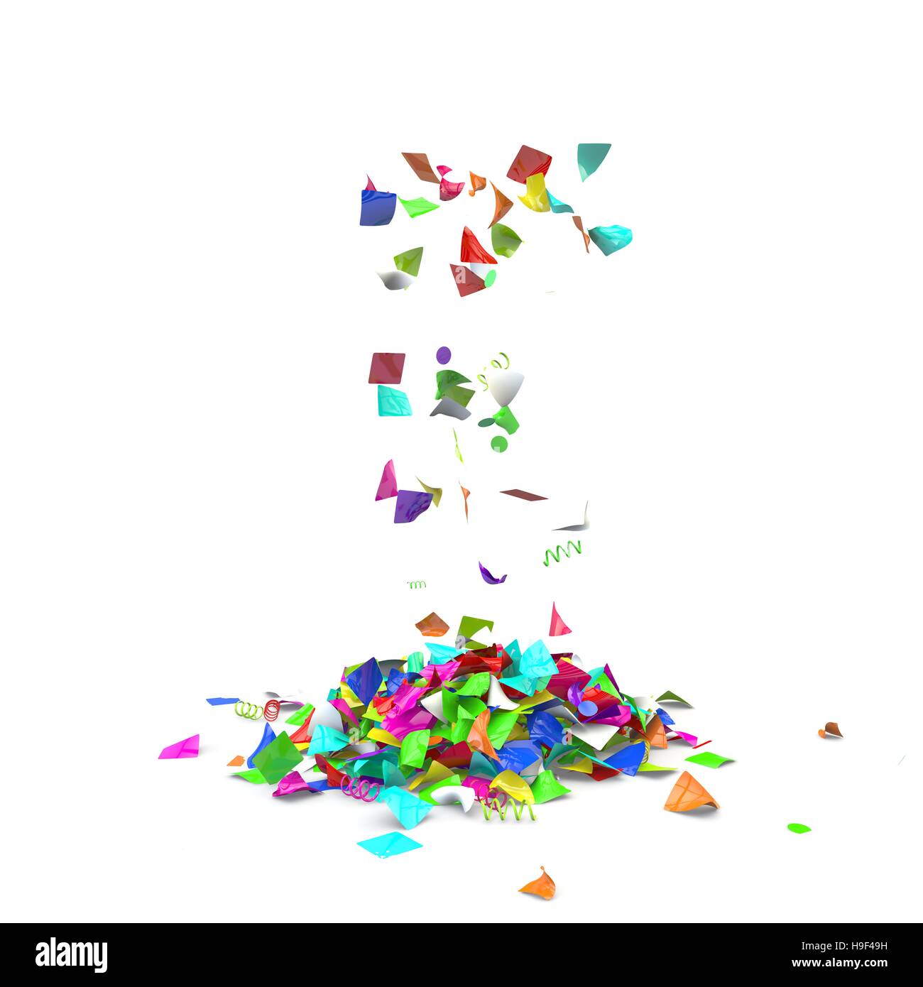 Bright and colorful confetti lying on the floor. Isolated background ...