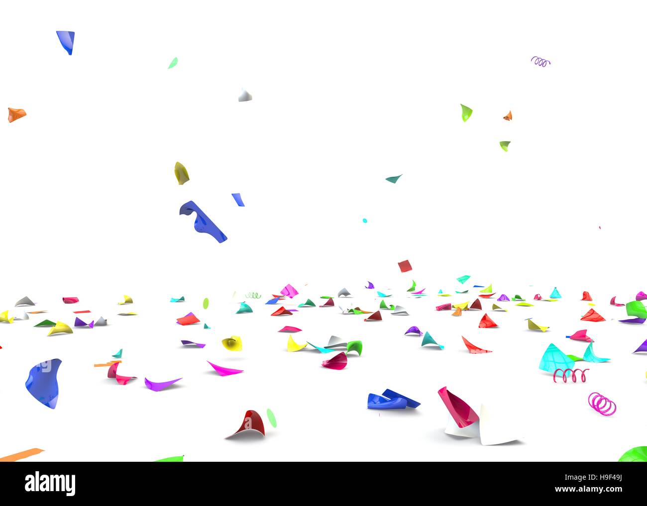 Bright and colorful confetti lying on the floor. Isolated background ...