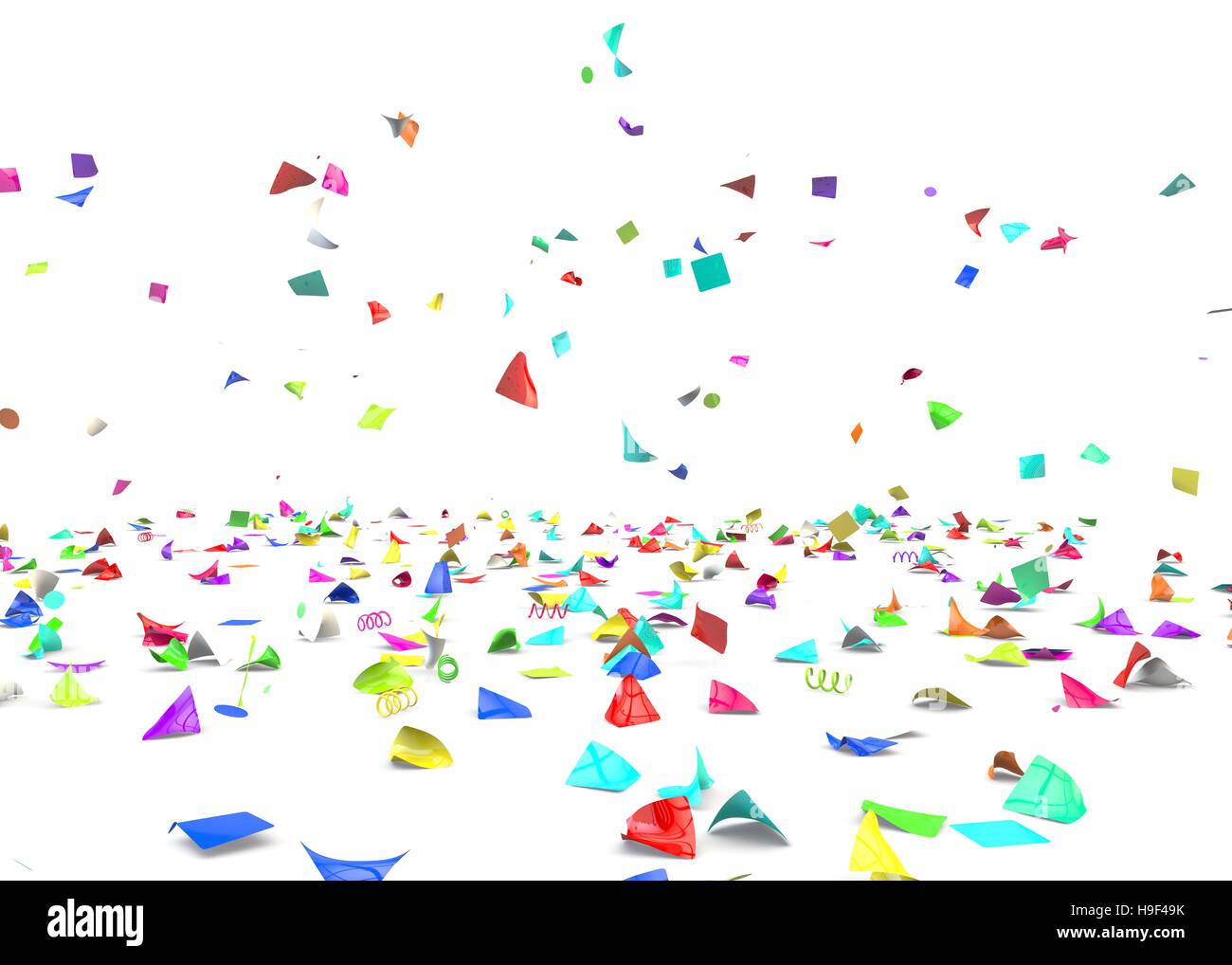 Bright and colorful confetti lying on the floor. Isolated background ...