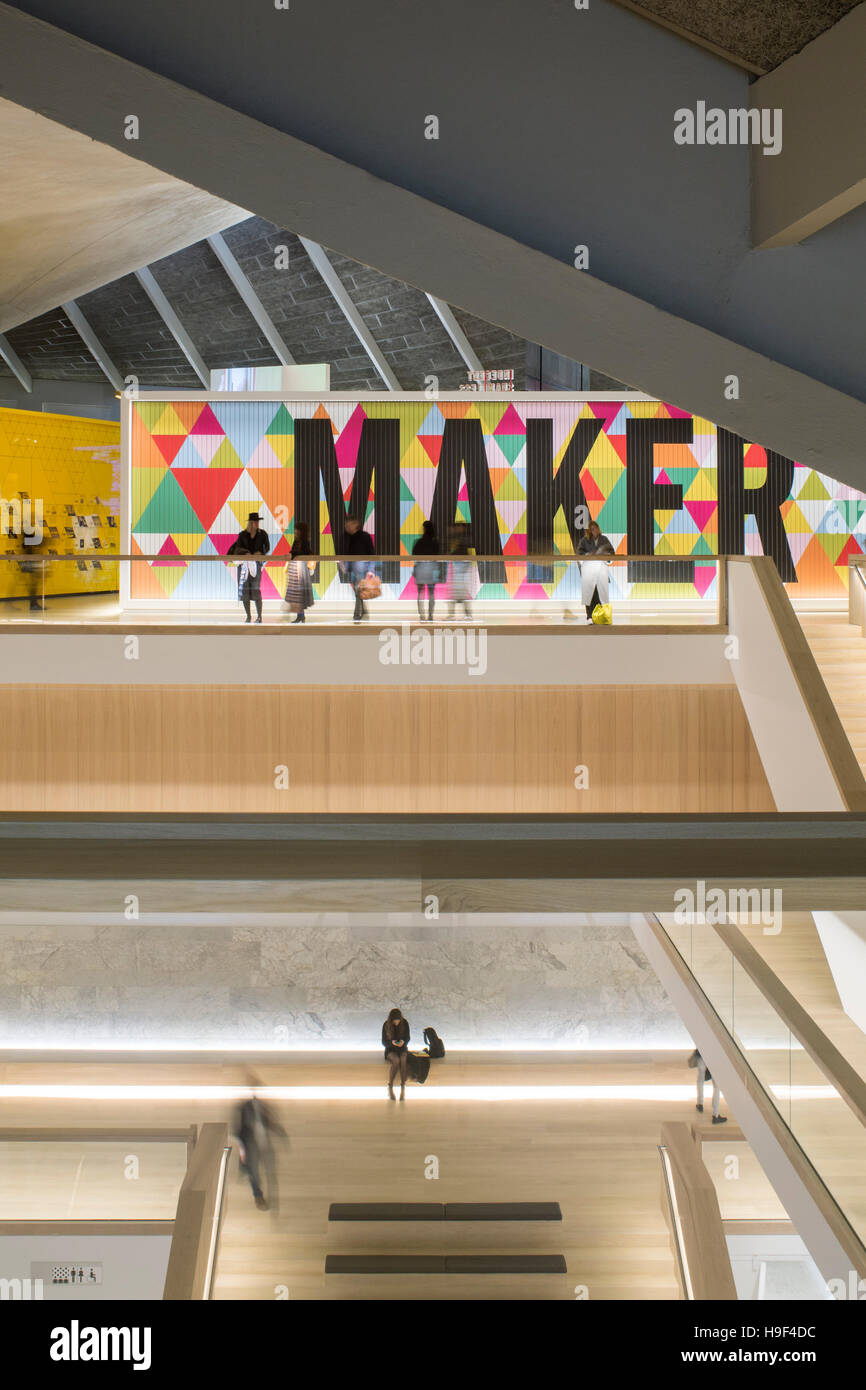 Interior view of atrium. Design Museum, London, United Kingdom ...