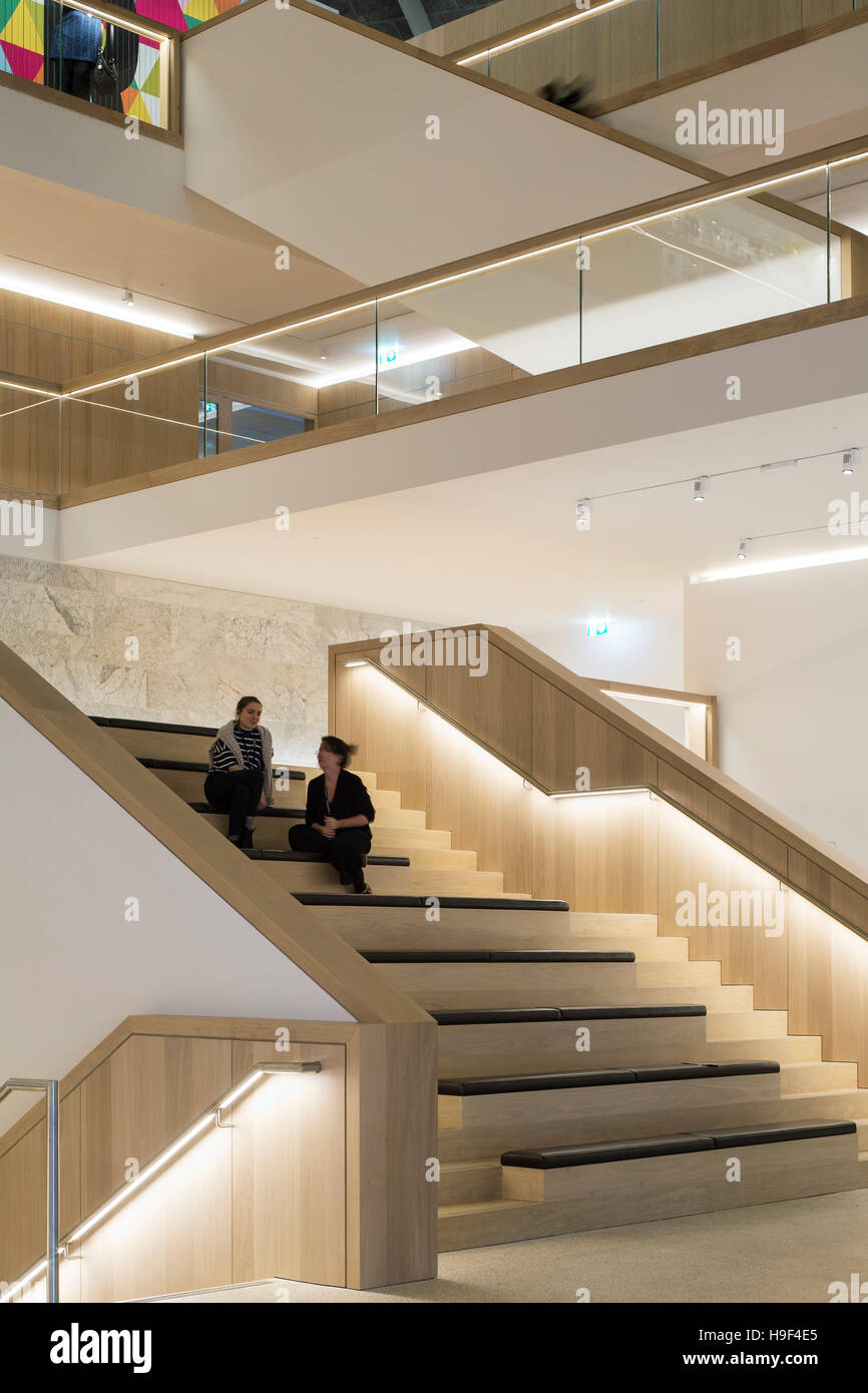 Interior view of atrium stairs. Design Museum, London, United Kingdom ...