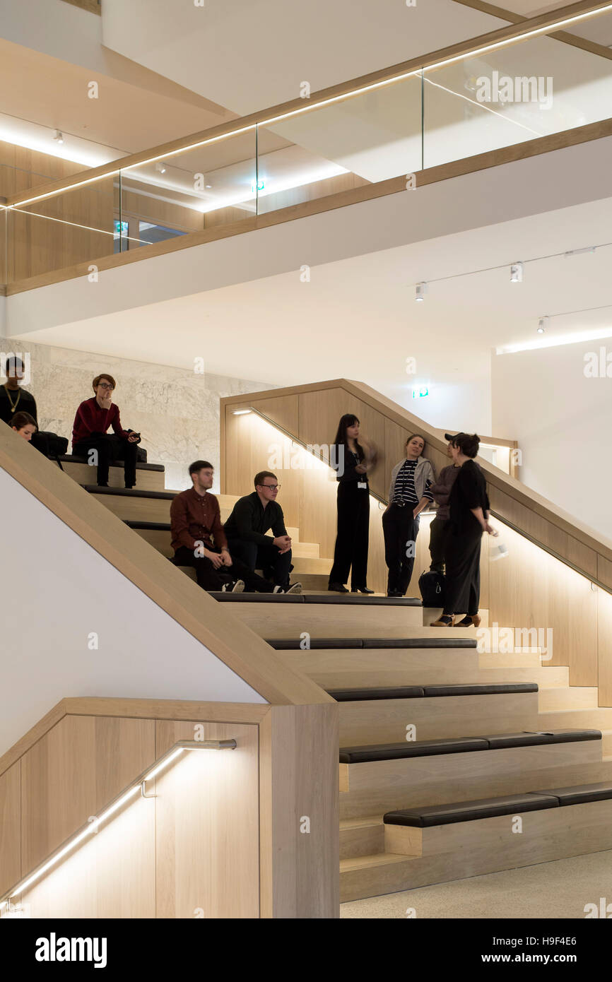 Interior view of atrium stairs. Design Museum, London, United Kingdom ...