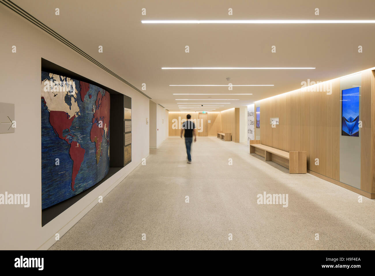 Interior view of basement walkway. Design Museum, London, United ...
