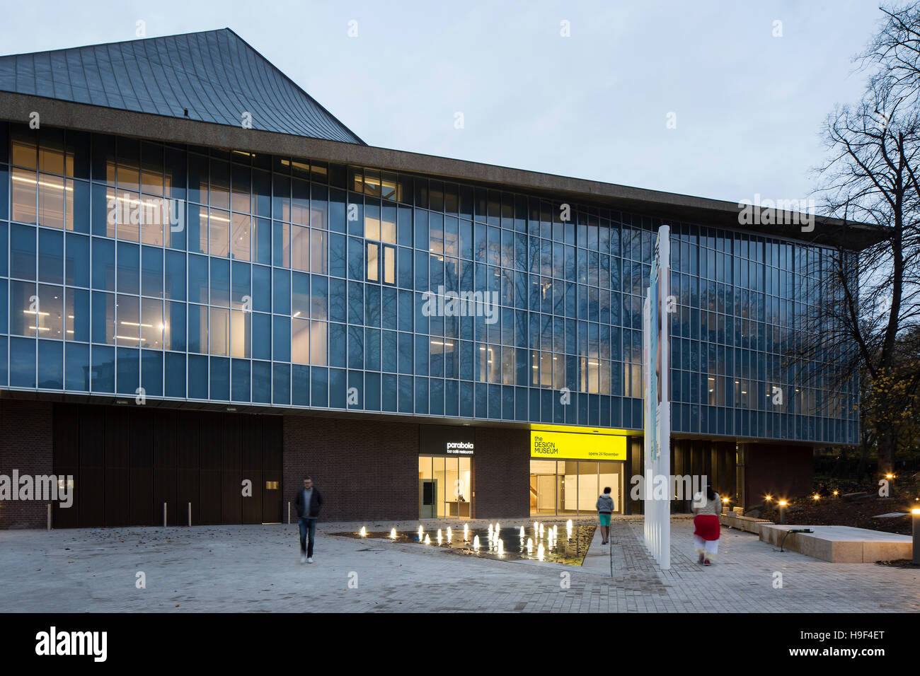 Exterior view at dusk of front of building. Design Museum, London ...
