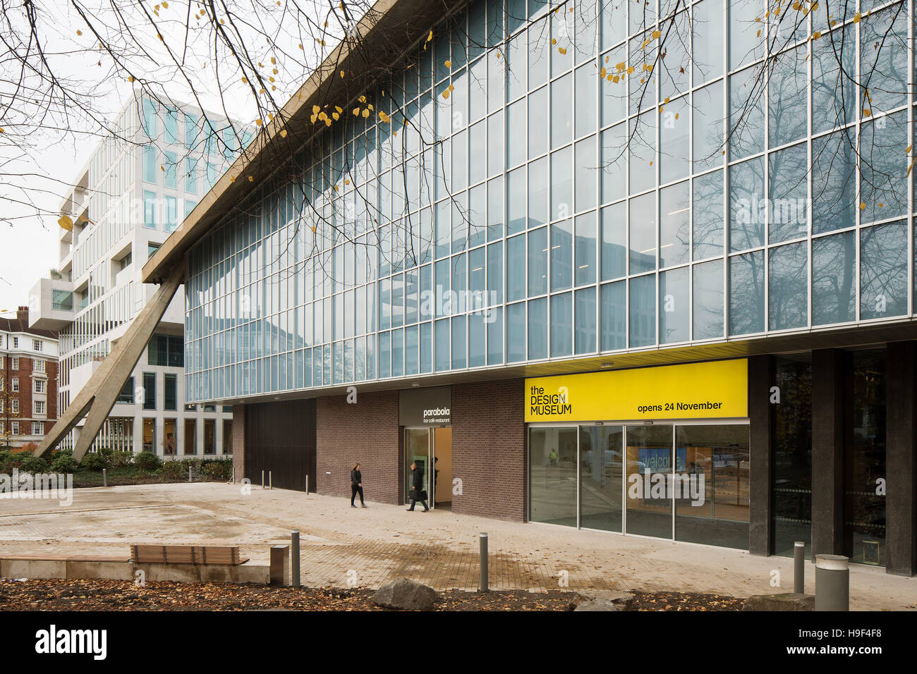 Exterior corner view of building. Design Museum, London, United Kingdom ...