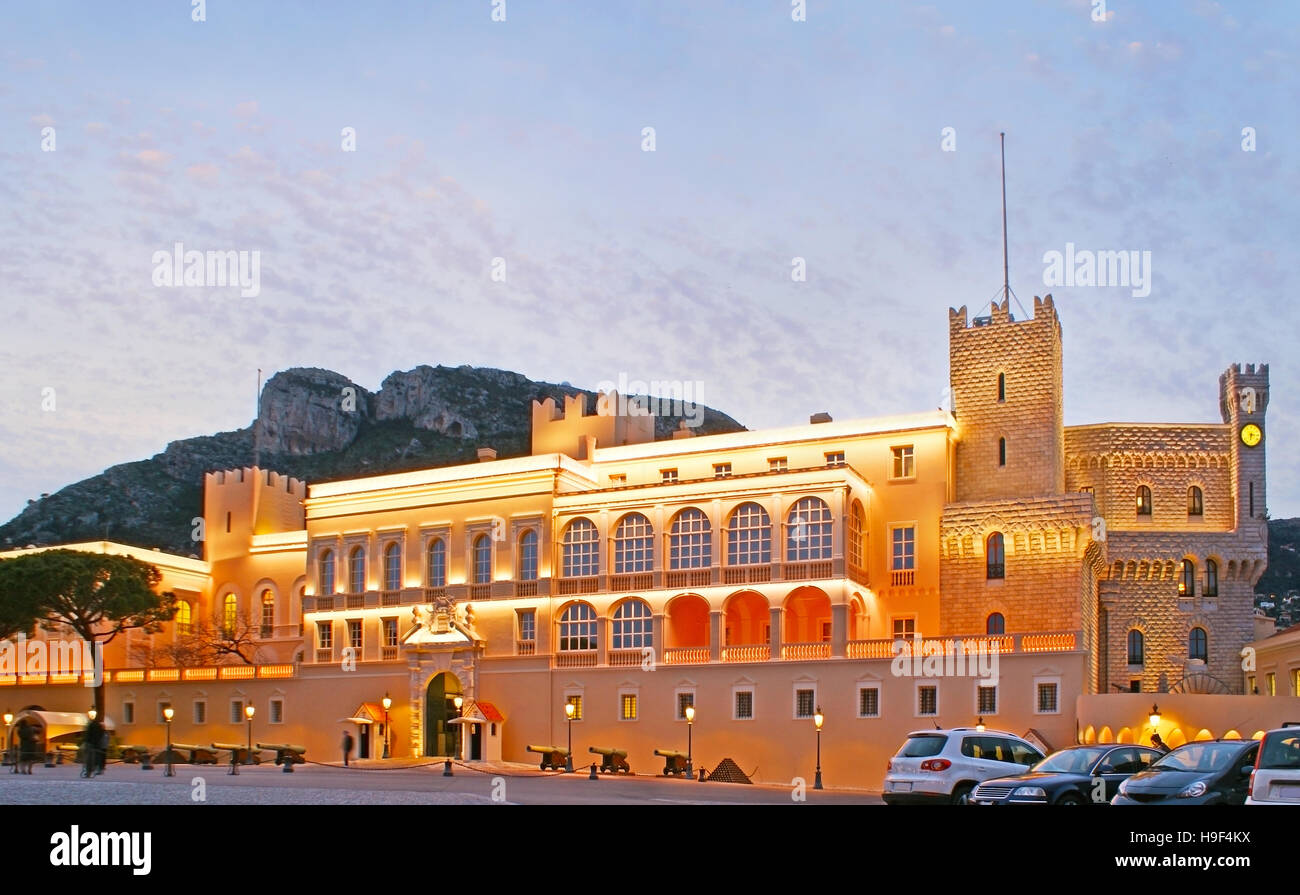 The medieval Prince's Palace in the Palace Square in Monaco-Ville is ...