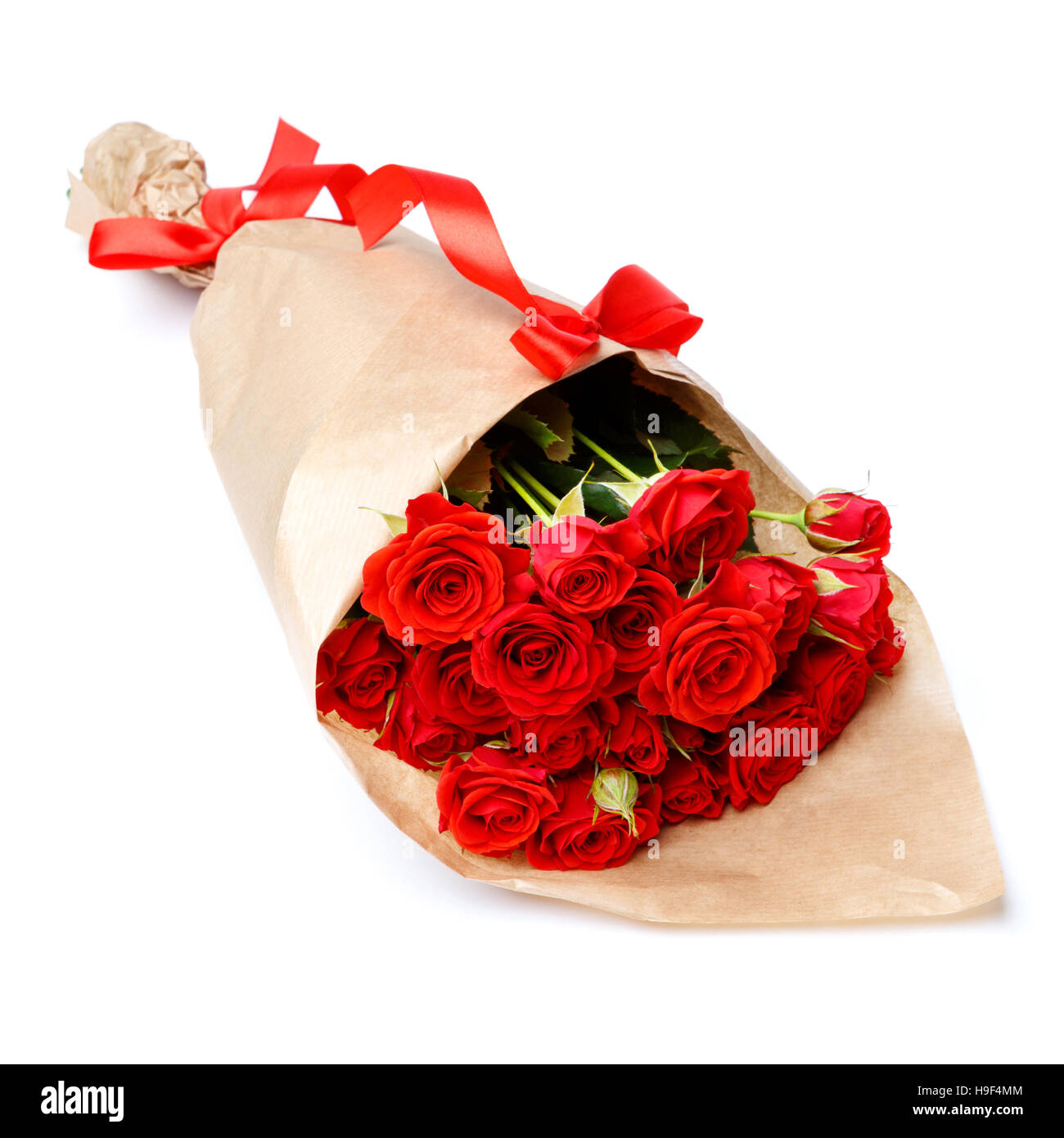 Bunch of red roses isolated on white background Stock Photo - Alamy