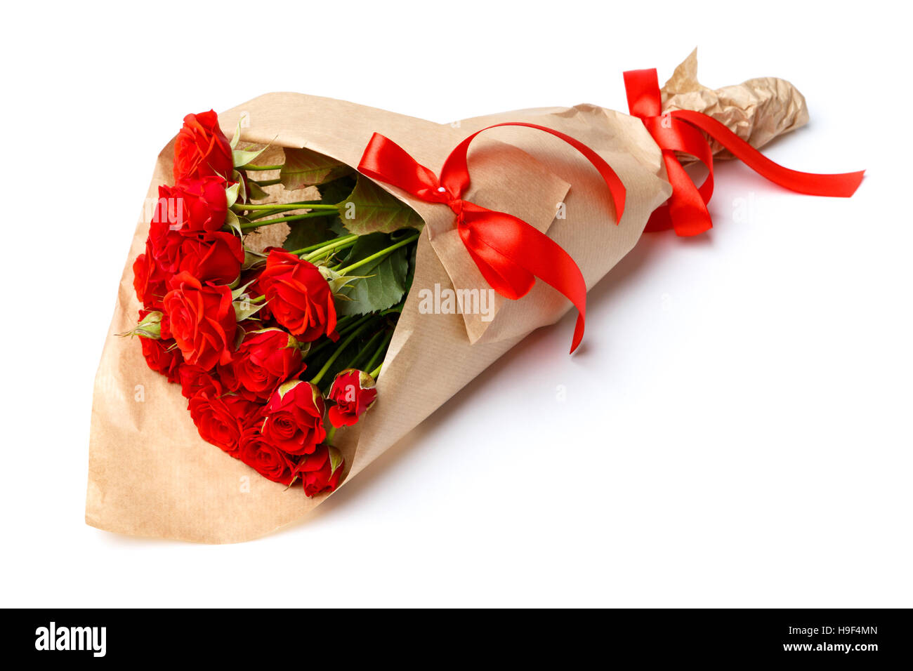 Bunch of red roses isolated on white background Stock Photo - Alamy