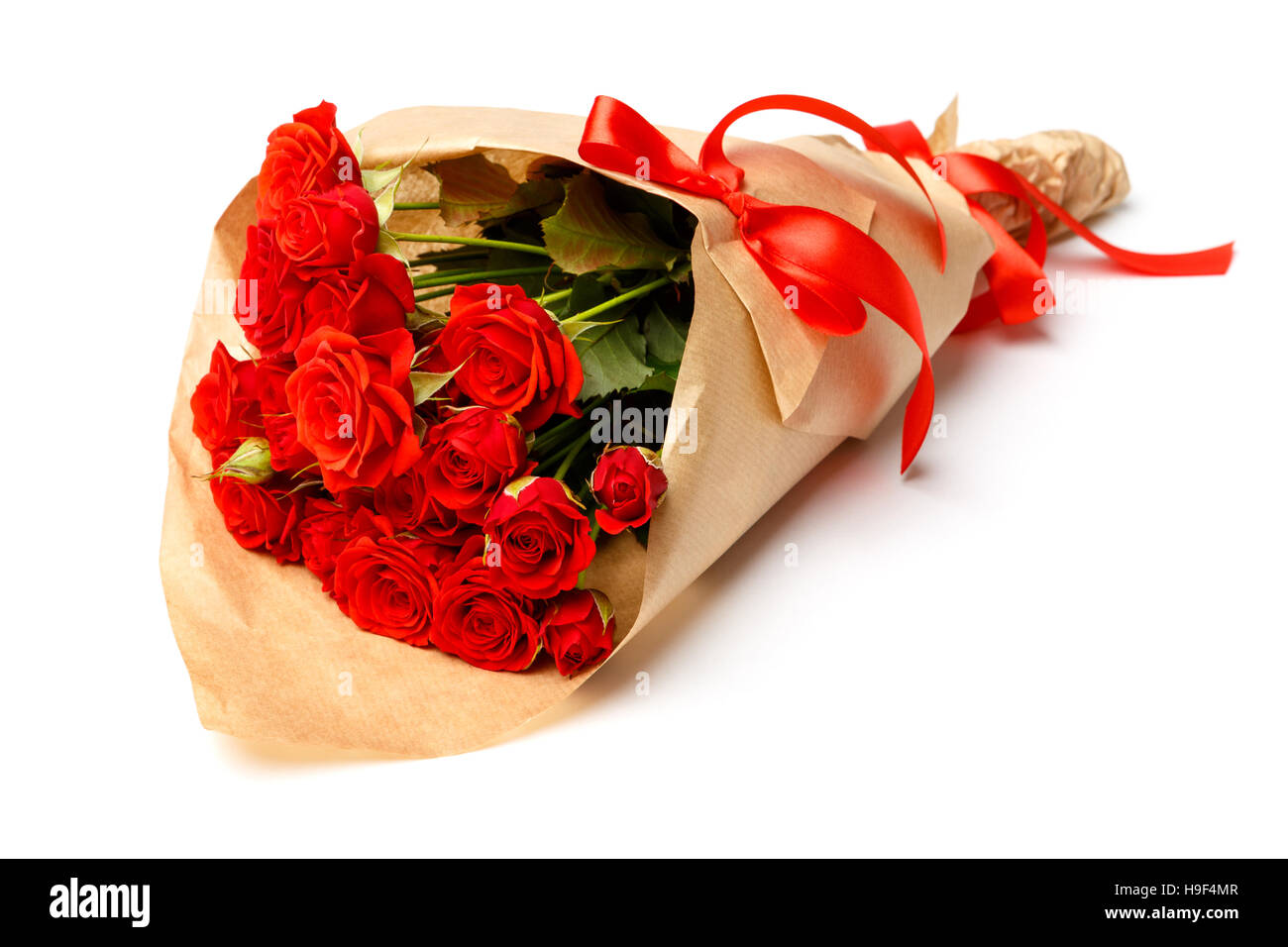 Bunch of red roses isolated on white background Stock Photo - Alamy