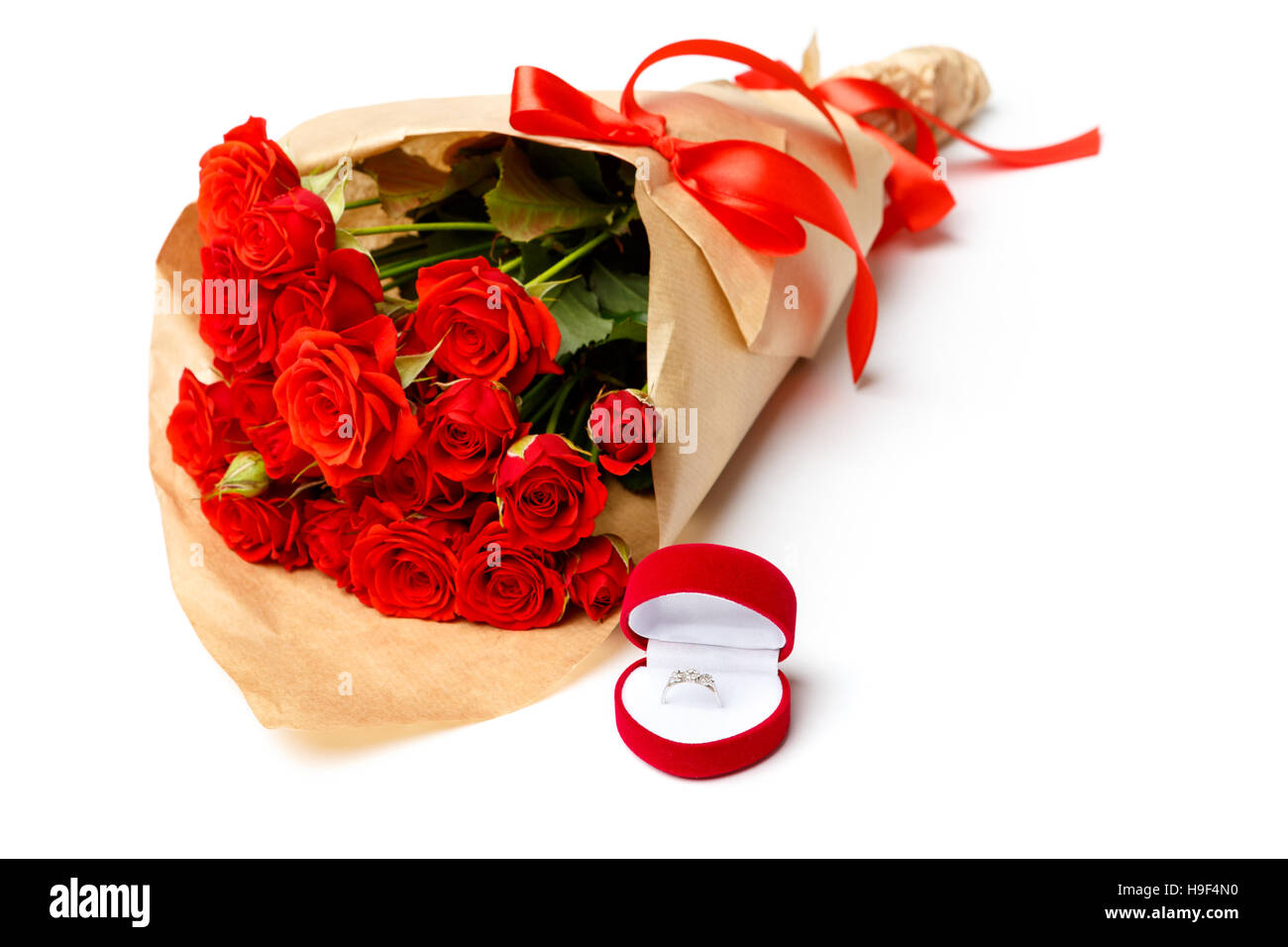 Bunch of red roses isolated on white background Stock Photo - Alamy