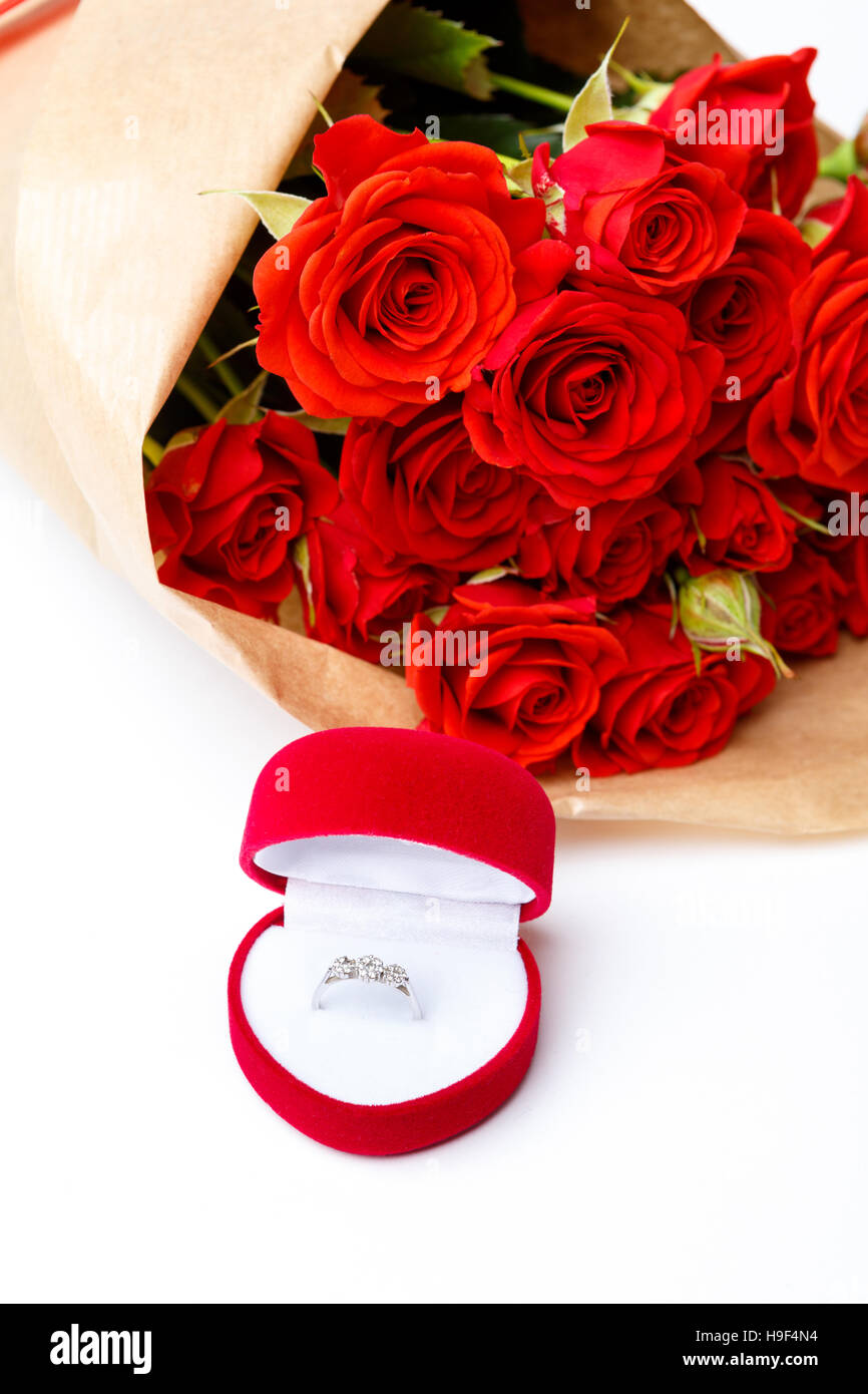 Bunch of red roses isolated on white background Stock Photo - Alamy