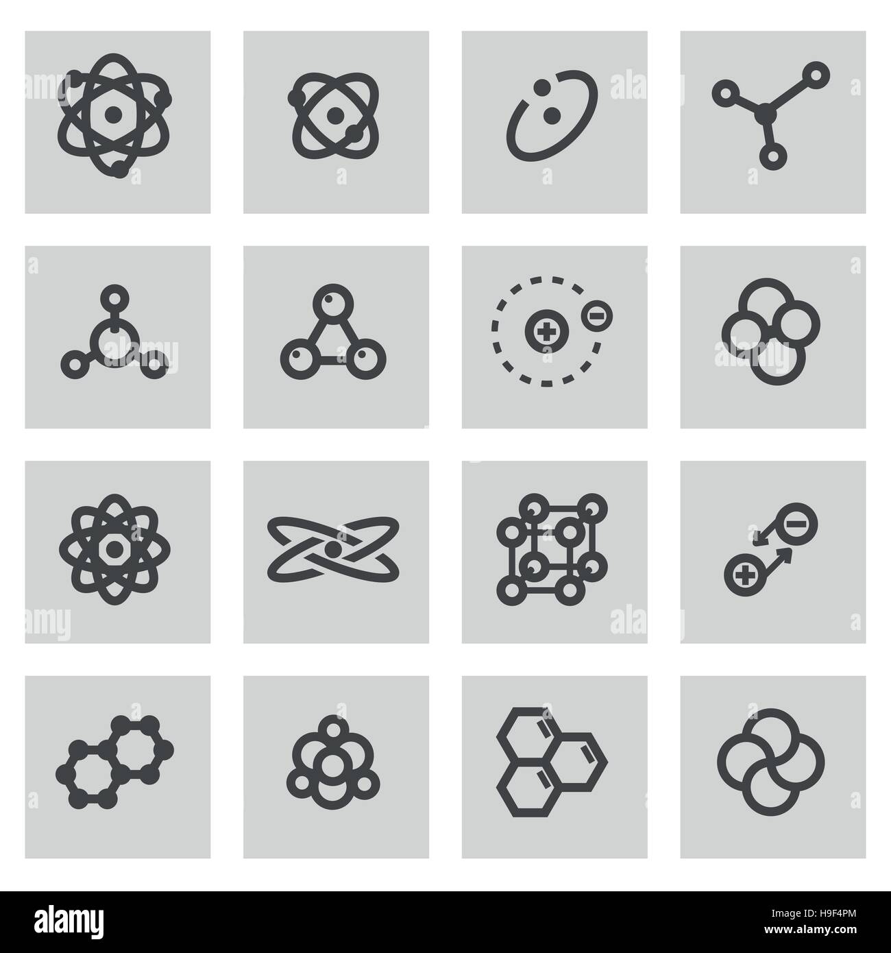 Vector line atom icons set on grey background Stock Vector Image & Art ...