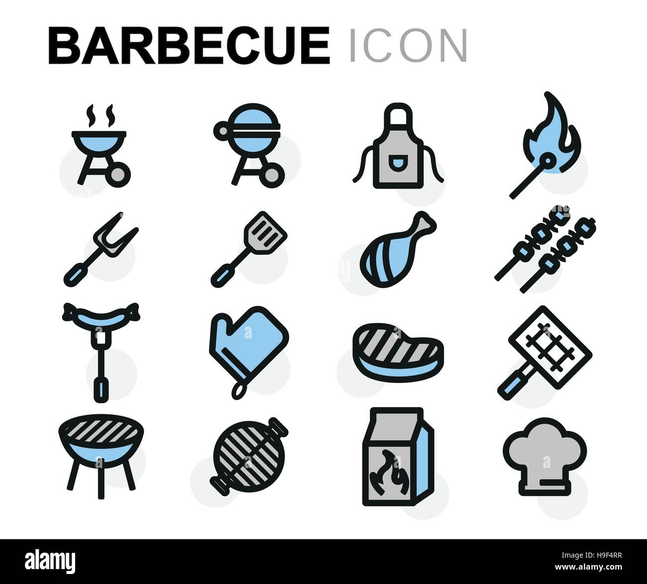 Vector flat barbecue icons set on white background Stock Vector Image ...