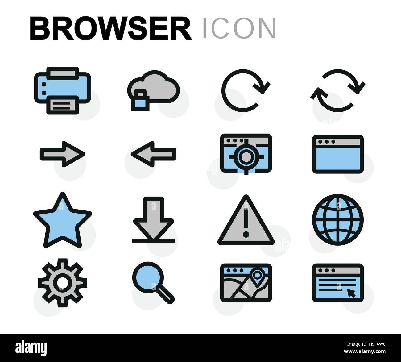 Vector flat browser icons set on white background Stock Vector Image ...