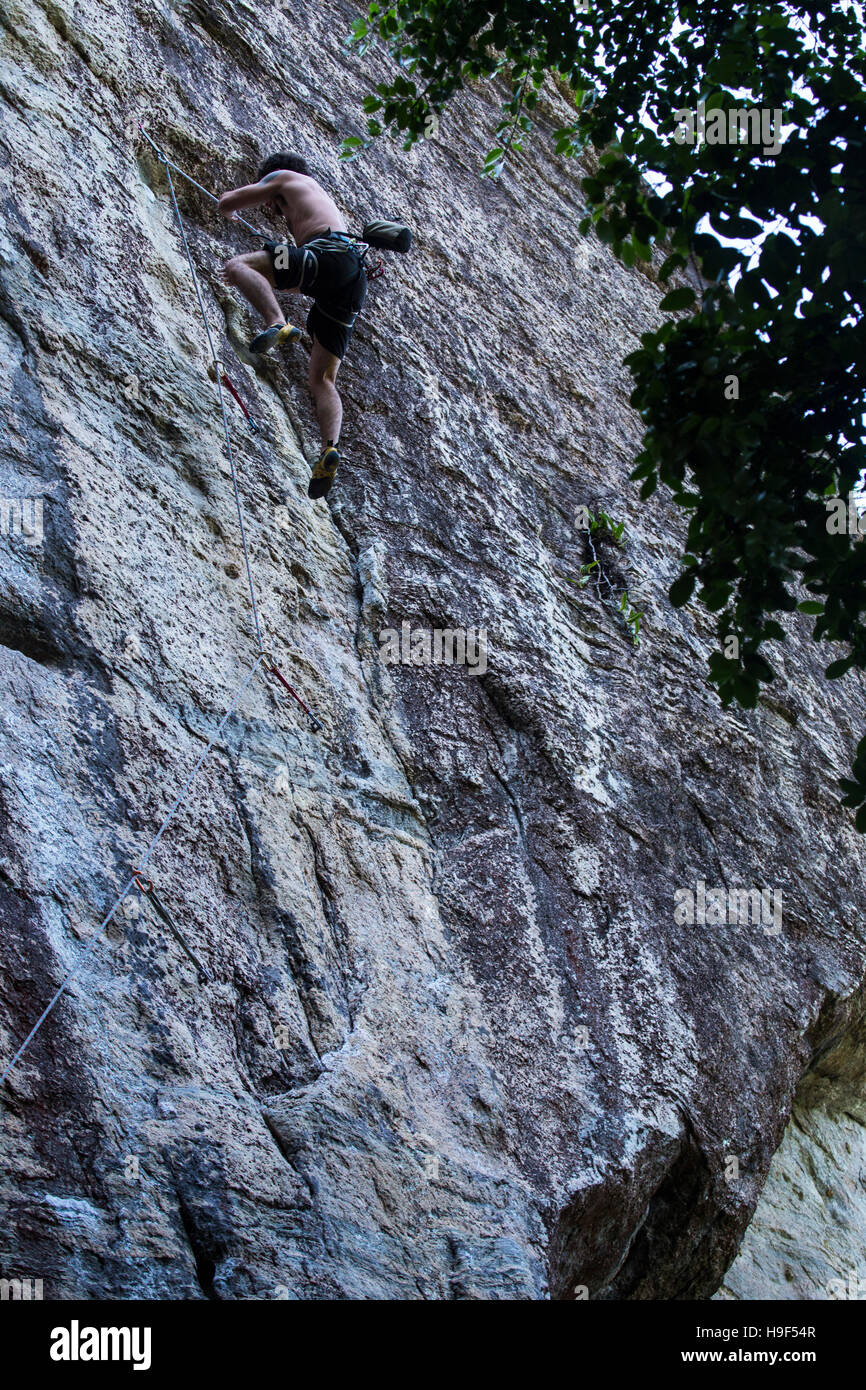 Climber taking a fall Stock Photo - Alamy