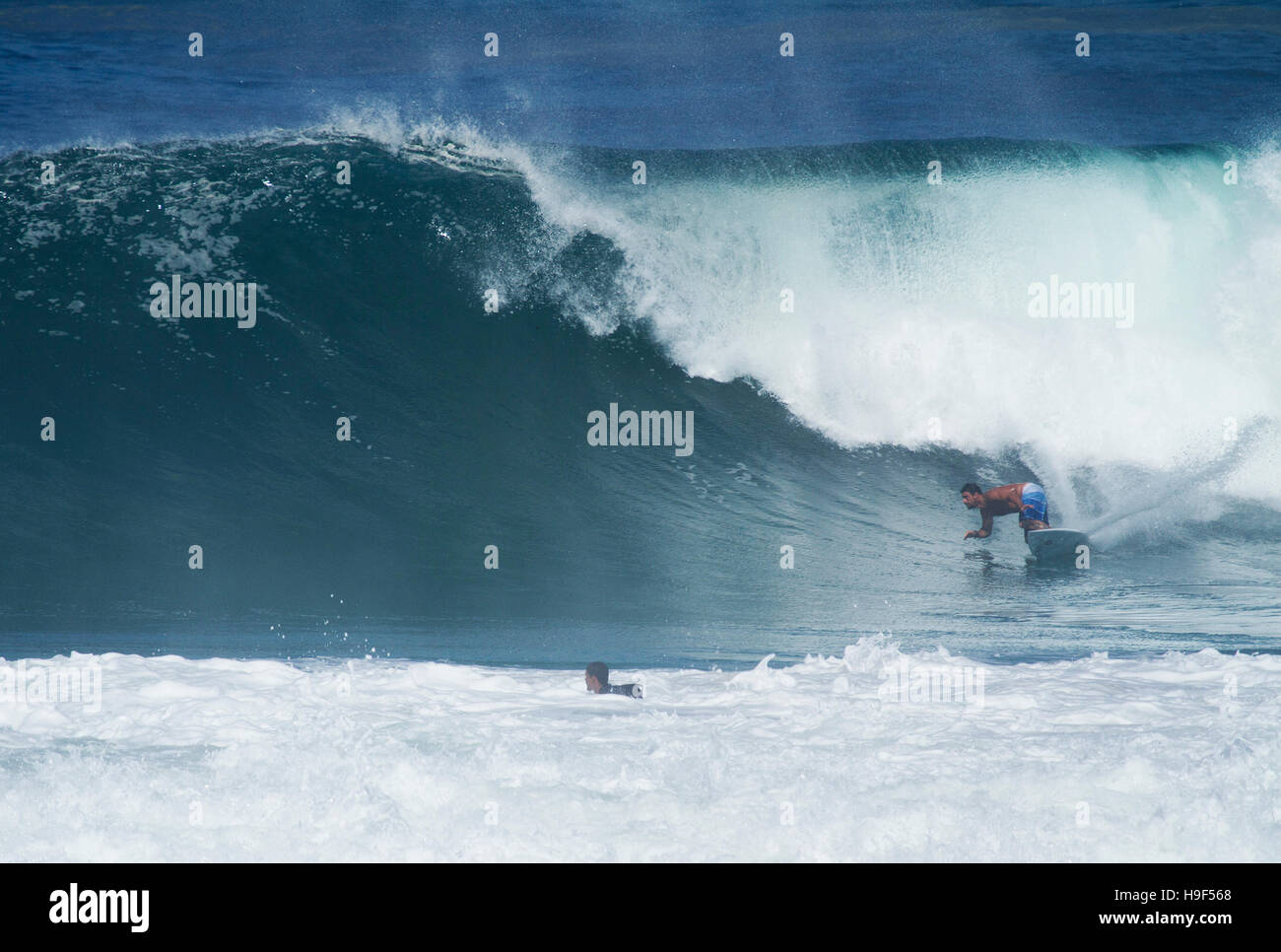 Surfer on a wave Stock Photo - Alamy