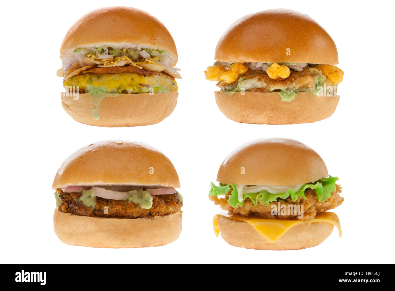 Chicken burger with chips Cut Out Stock Images & Pictures - Alamy