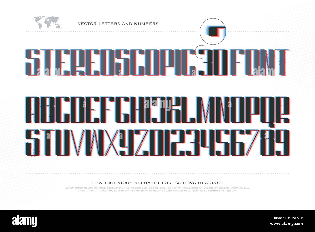 3d illusion alphabet letters and numbers. 3d effect vector font type ...