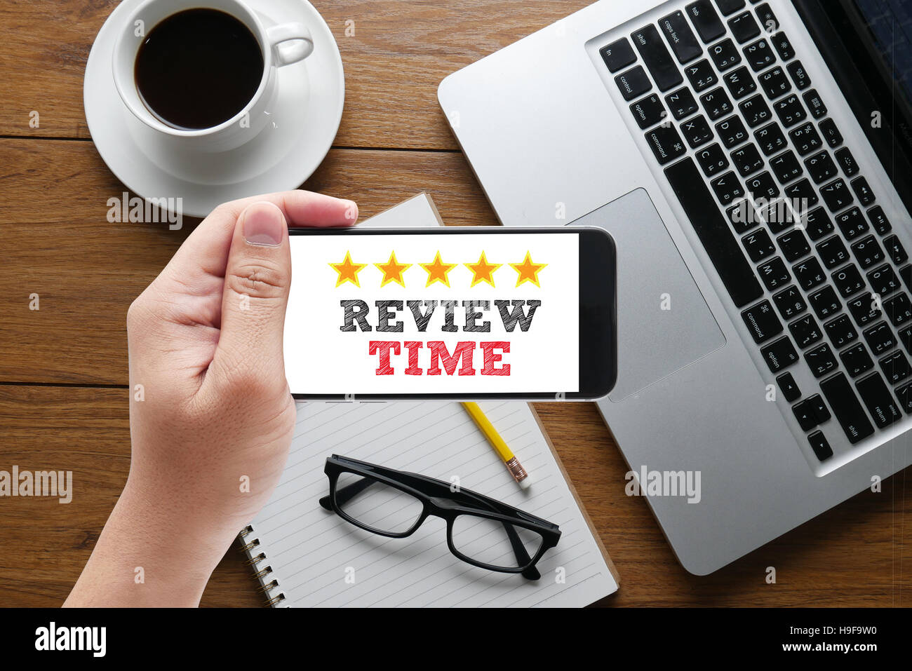 Review Time words Top view Stock Photo - Alamy