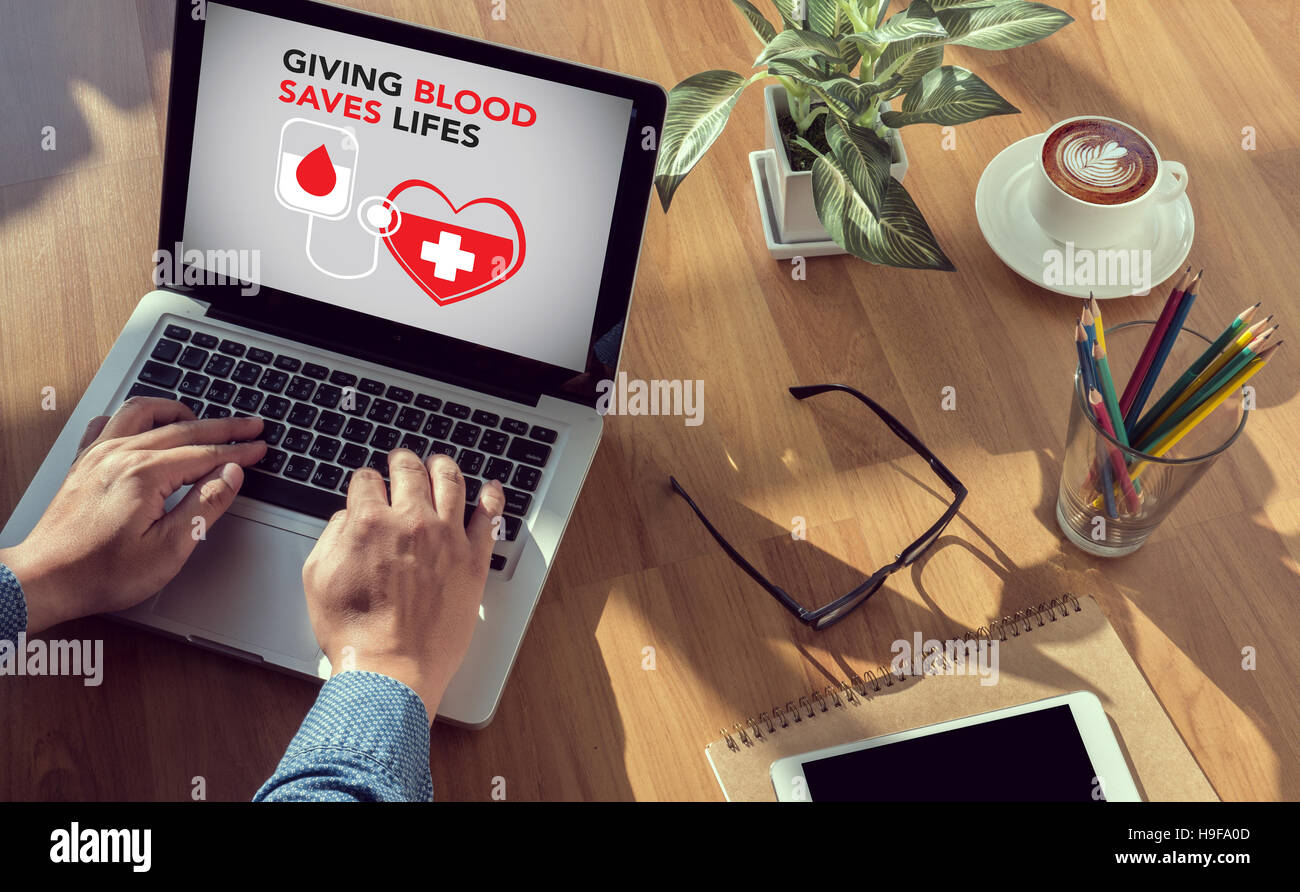 GIVING BLOOD SAVES LIFES Blood Donation Give Life Stock Photo - Alamy